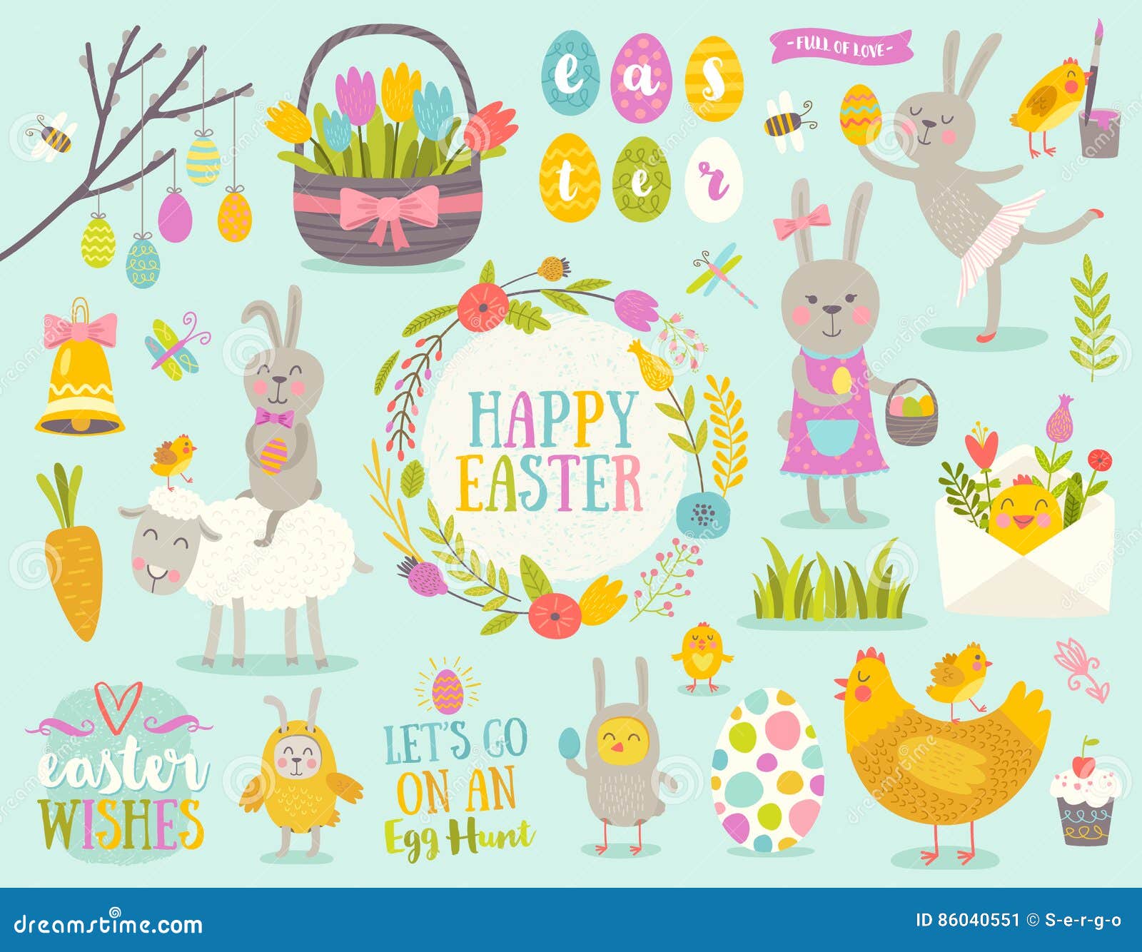 Easter Cartoon Chicken Line Art Set Royalty-Free Stock Image ...