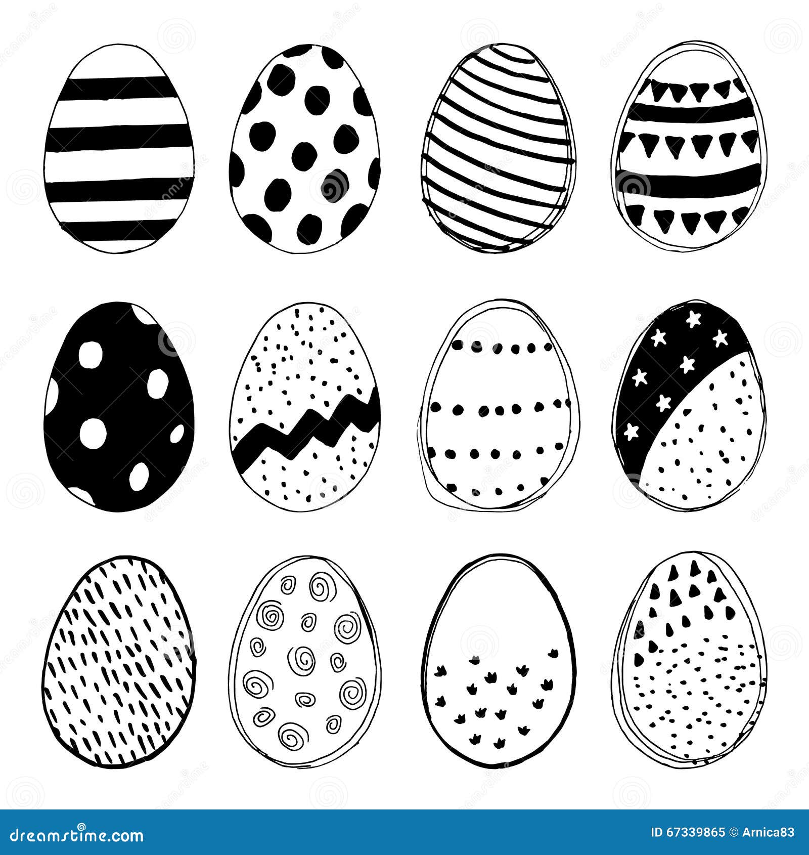 Set of Easter Eggs Doodles. Vector Illustration Stock Vector ...