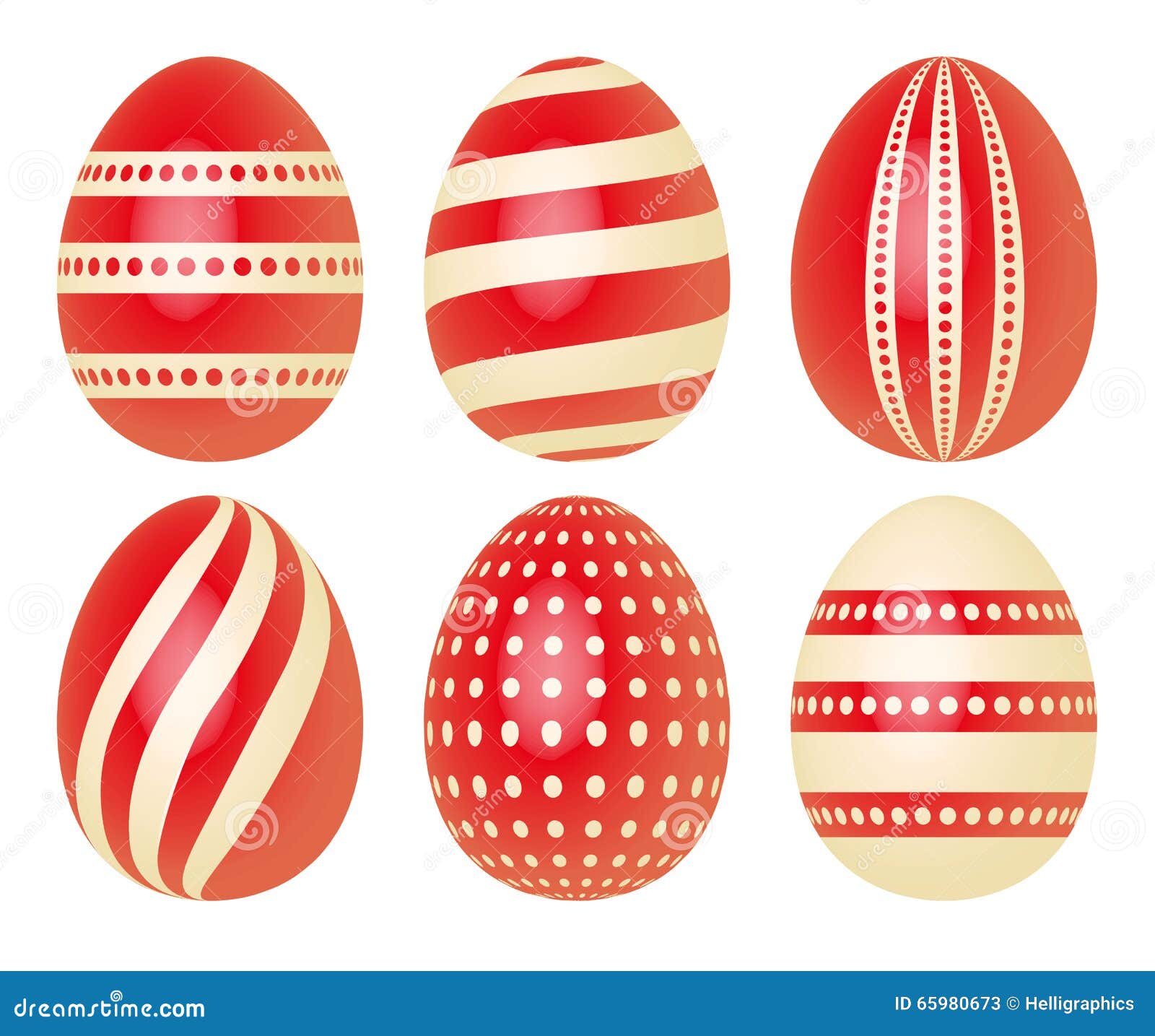 Set of Easter eggs in red stock vector. Illustration of springtime ...