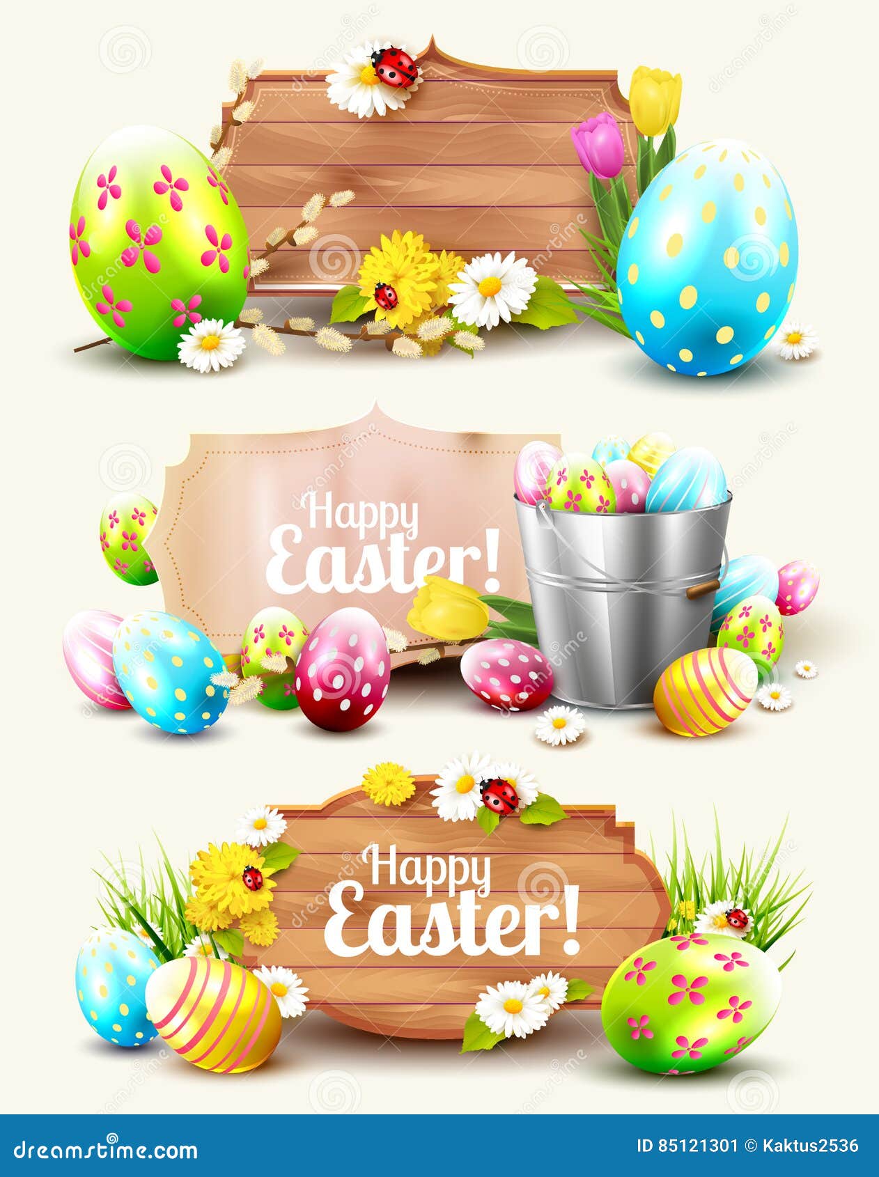 Set of Easter Headers and Banners Stock Vector - Illustration of willow ...