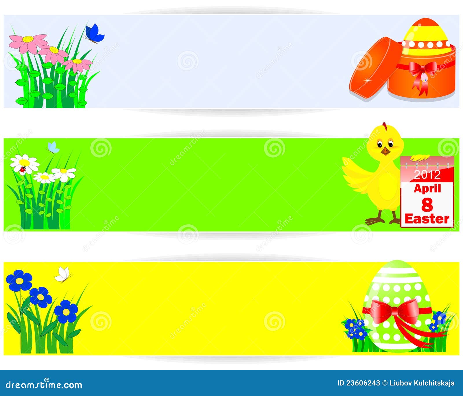 Set of Easter Horizontal Banners. Stock Vector - Illustration of gift ...