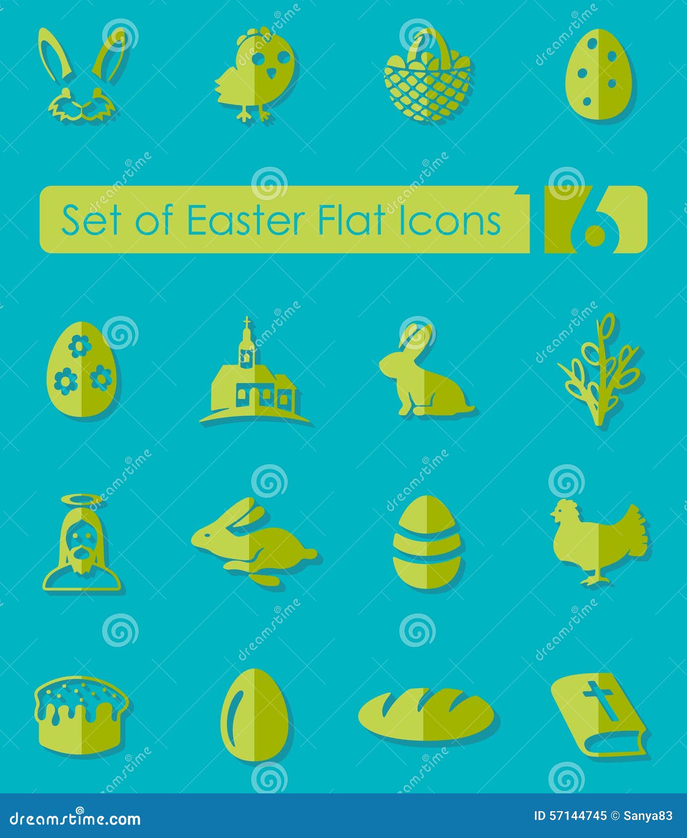 Set of easter icons stock vector. Illustration of geometric - 57144745