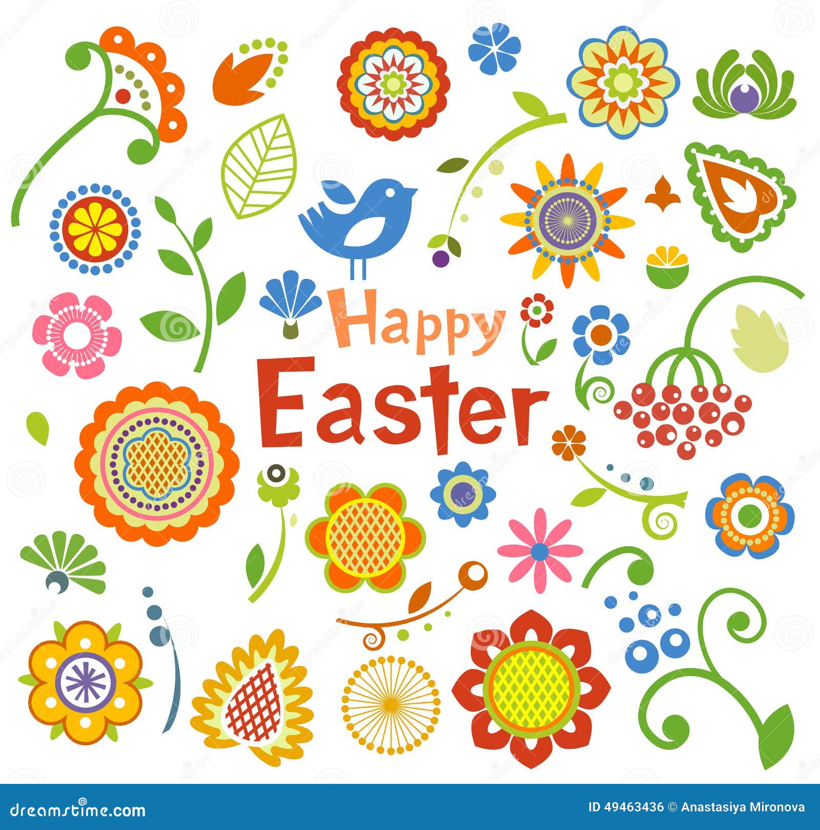 Set of Easter Ornamental Elements Stock Vector - Illustration of ...