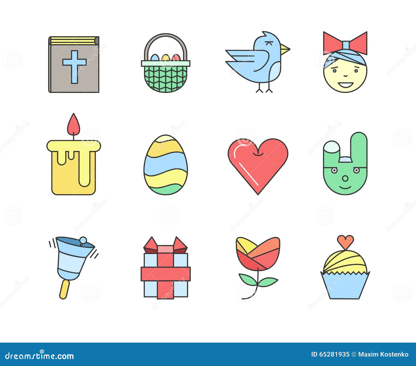 Set of the Easter Related Icons. Line Icons Stock Vector - Illustration ...