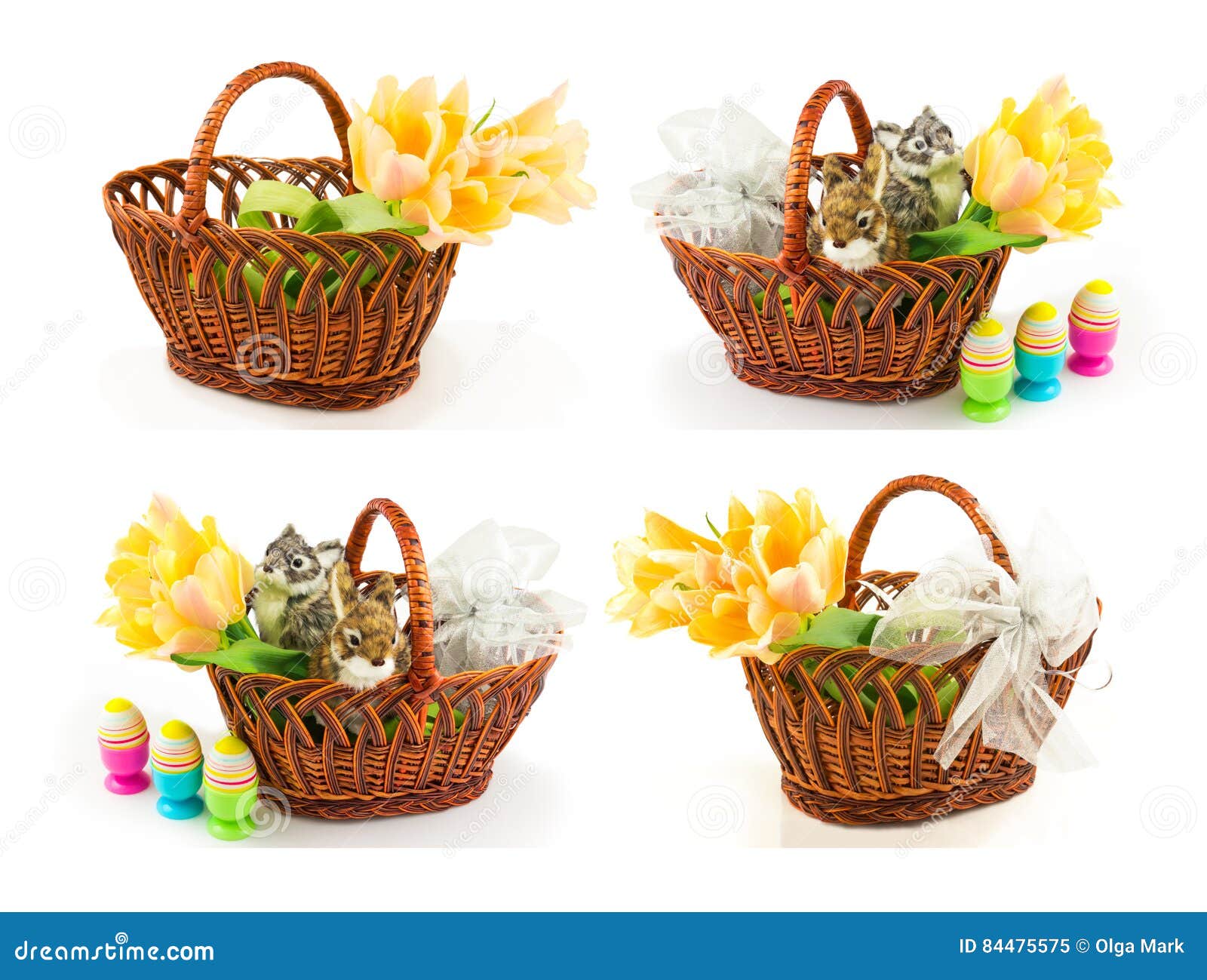 Set of Easter Springtime Concepts with Eggs, Easter Bunny in the Stock ...