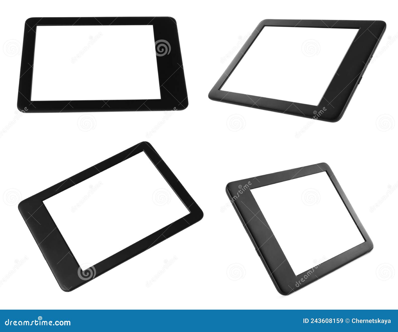Set with Ebook Readers on White Background Stock Image - Image of ...