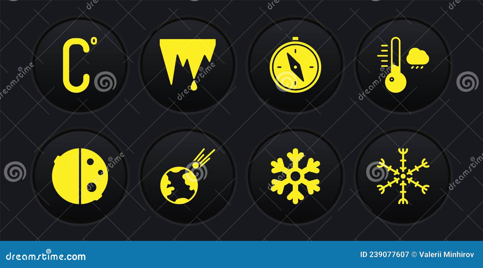 Set Eclipse of the Sun, Meteorology Thermometer, Comet Falling Down ...