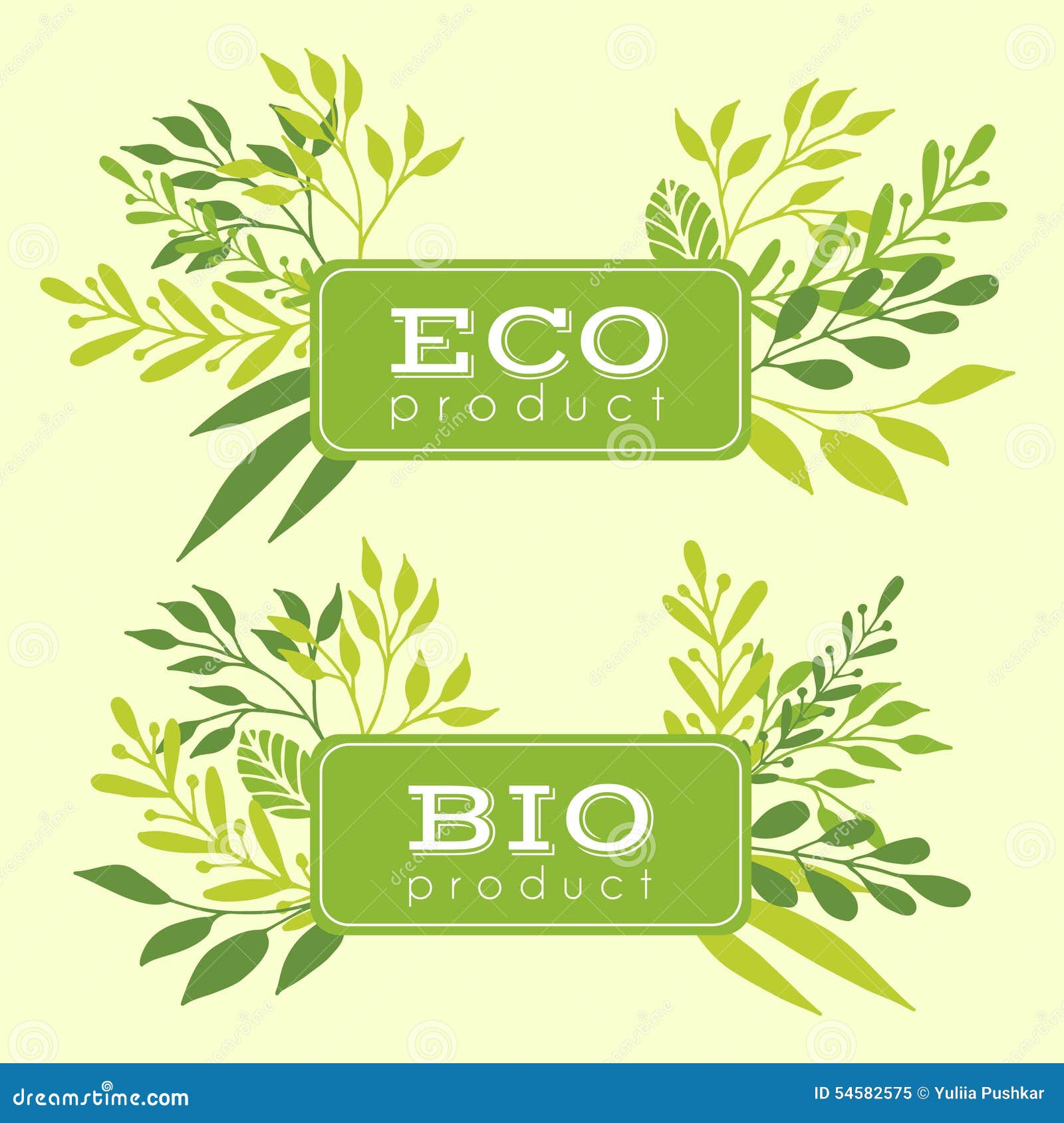 Set Eco Bio Floral Stickers Banners Stock Illustrations – 14 Set Eco ...