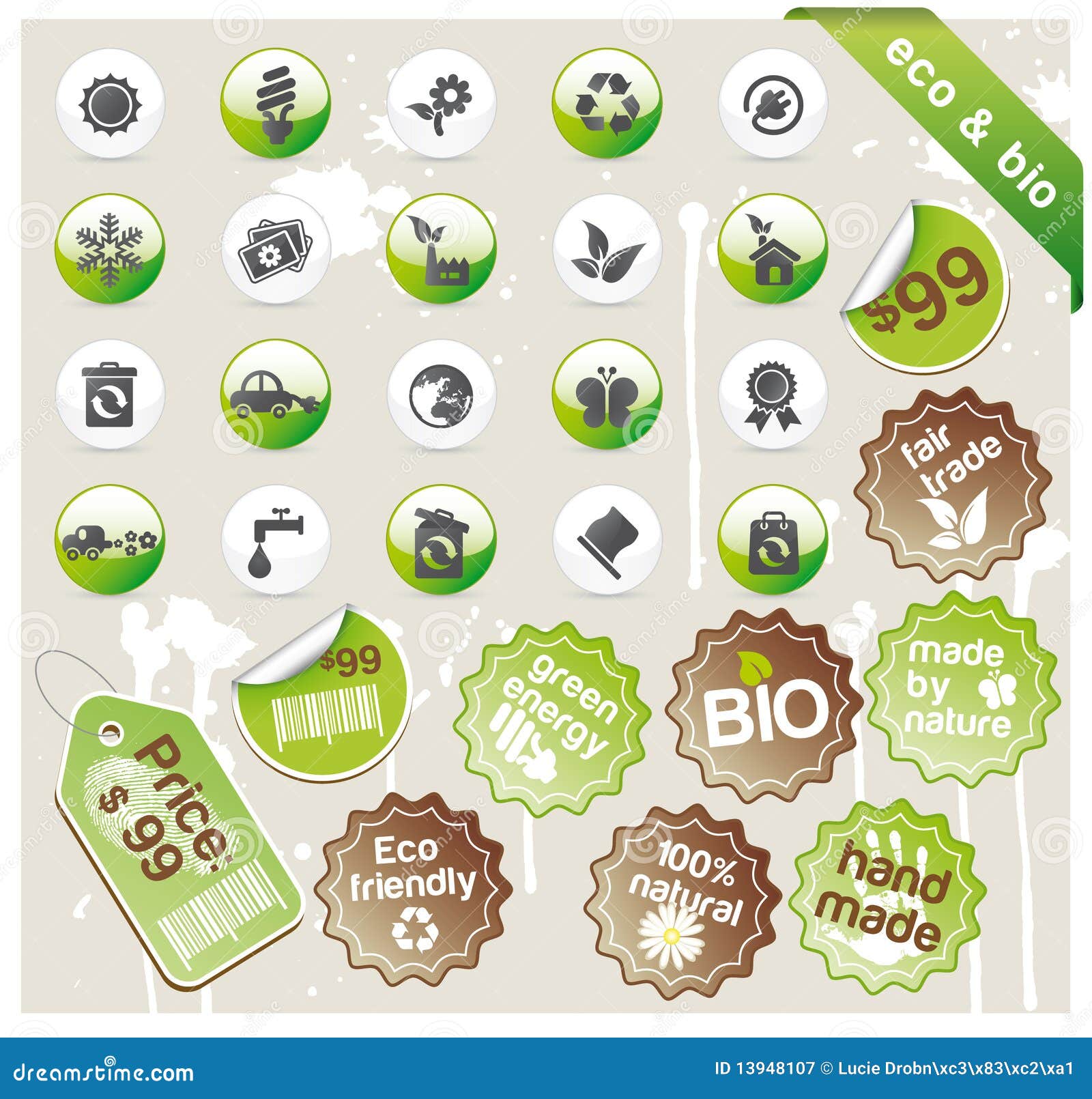 Set of Eco & Bio Icons, Stickers and Tags Stock Vector - Illustration ...