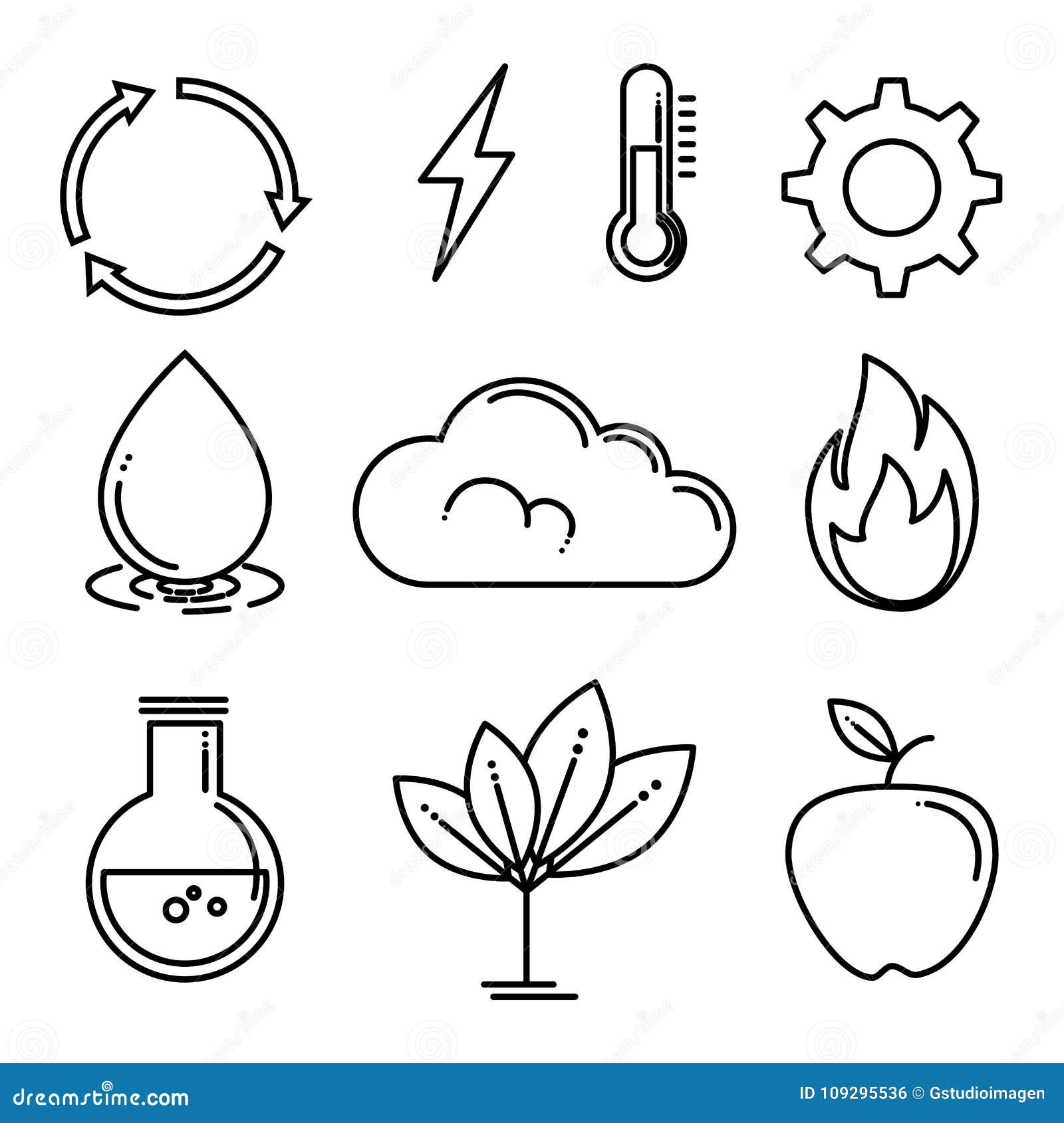 Set of eco energy elements stock vector. Illustration of leaf - 109295536