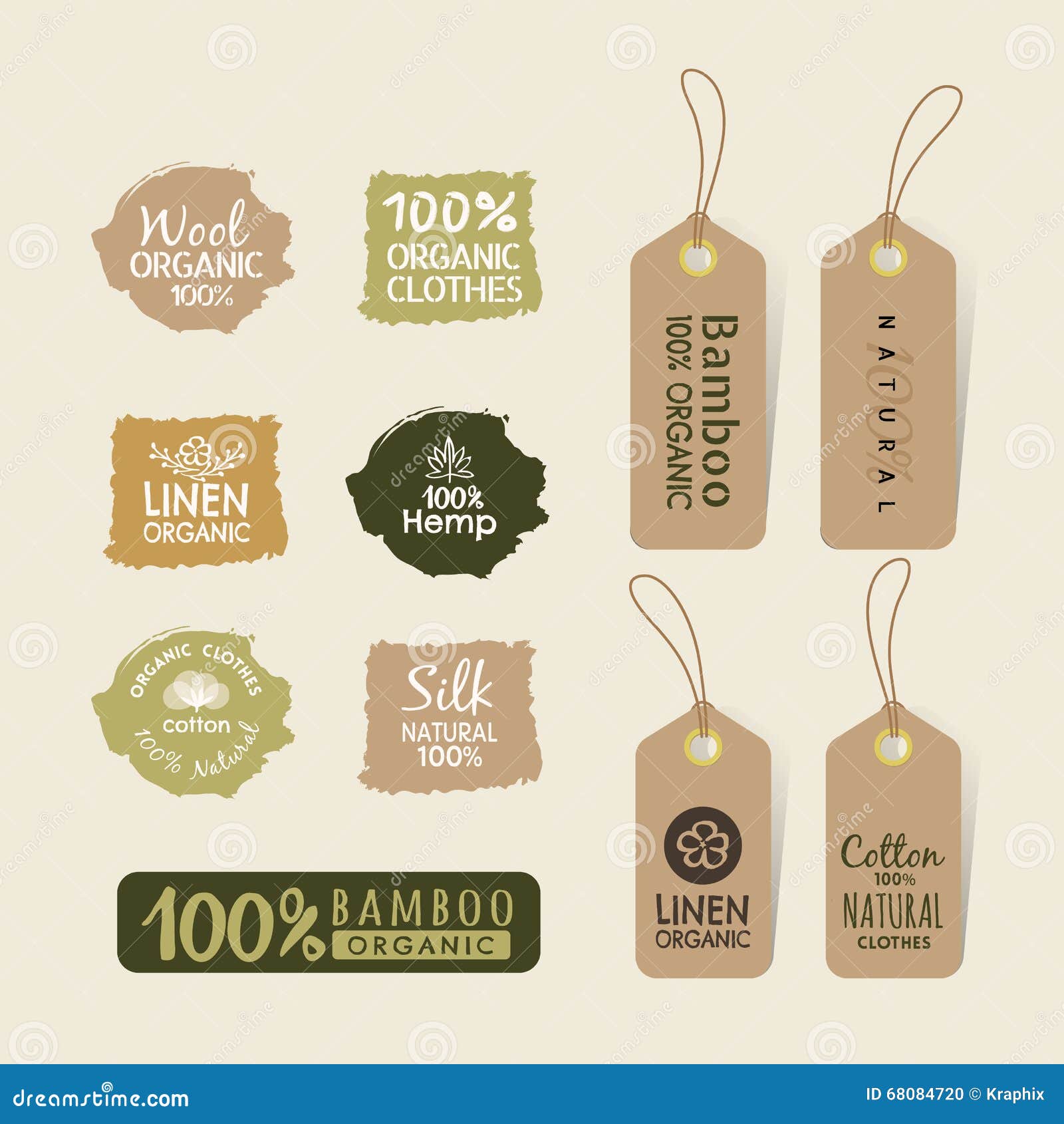 Set of Eco Friendly Fabric Tag Labels Collection Design Stock Vector ...