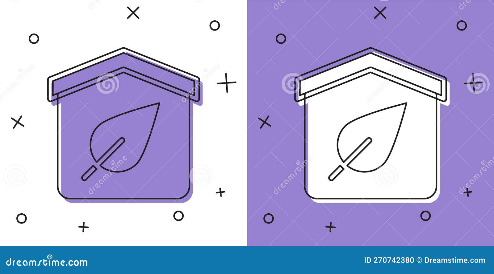 Set Eco Friendly House Icon Isolated on White and Purple Background ...