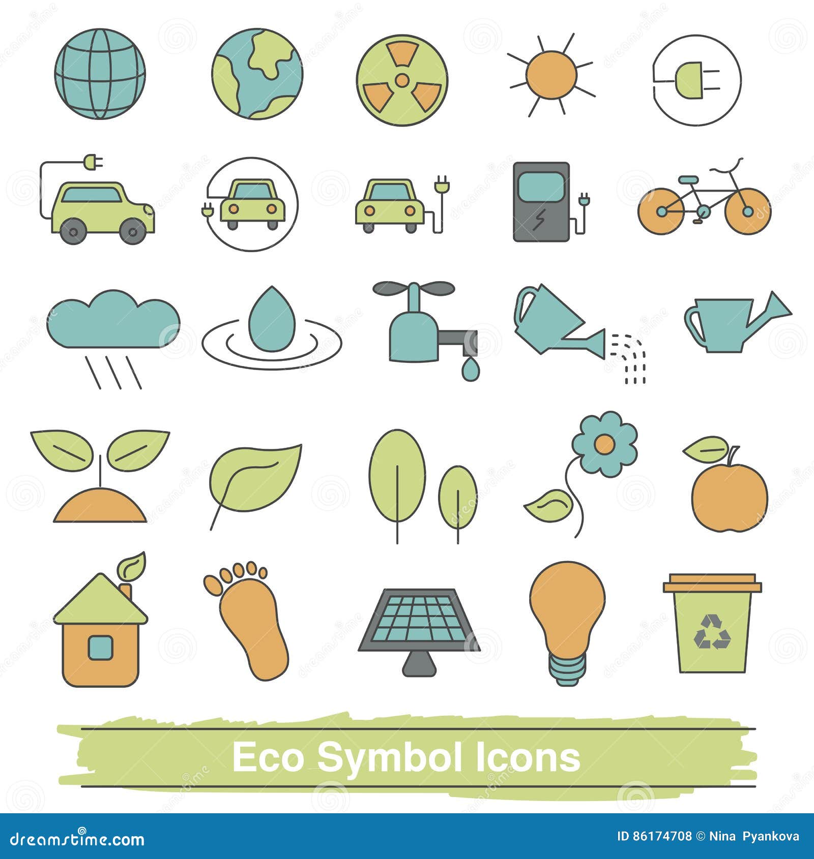 Set of eco line icons stock vector. Illustration of nuclear - 86174708