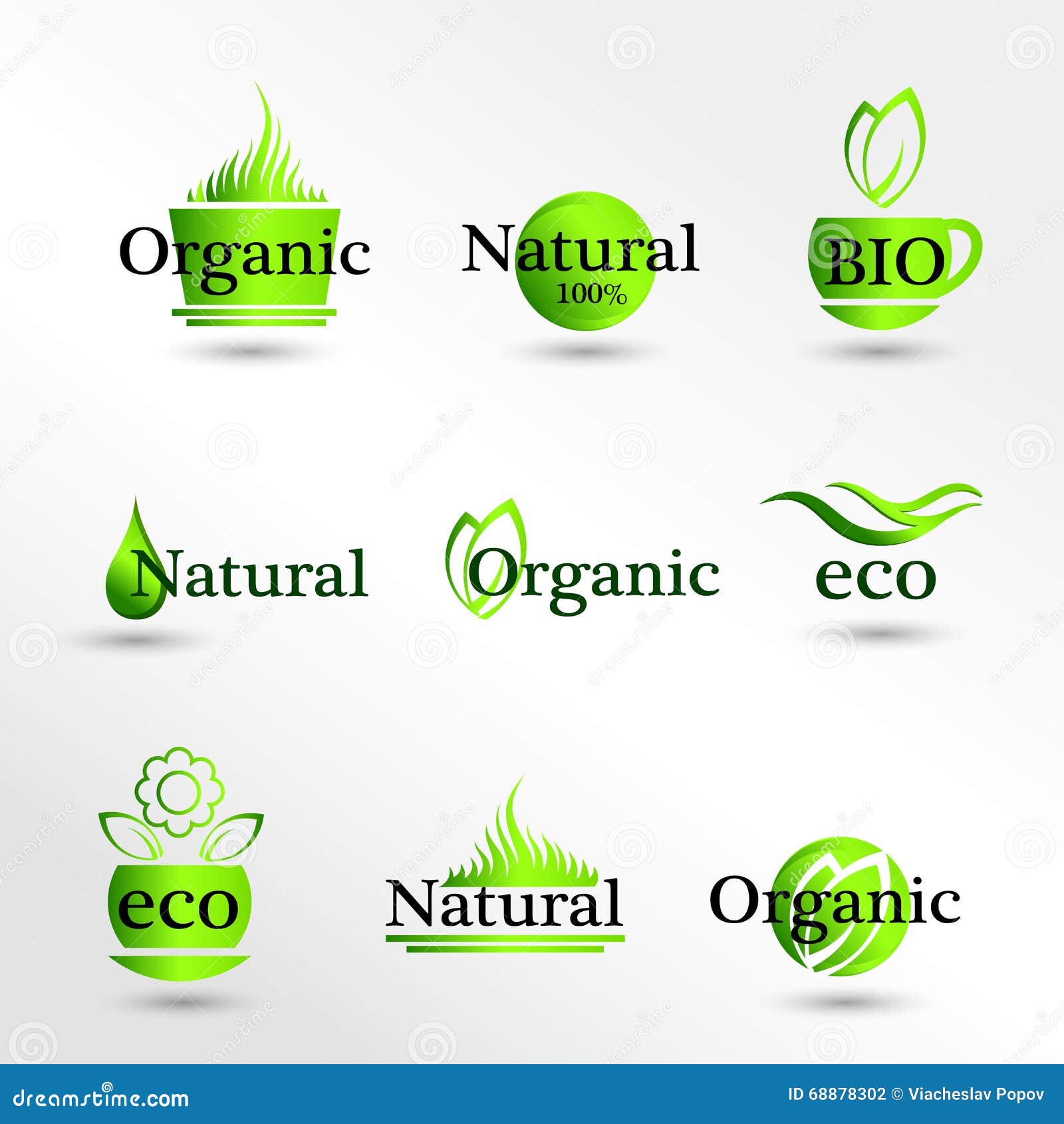 Set Eco Logos, Design Template Elements, Natural Icon Stock Vector ...