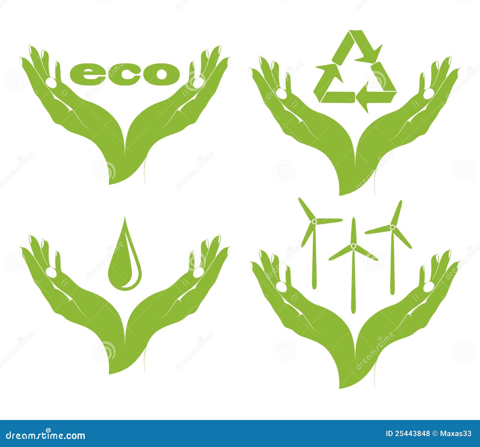 A Set of Eco Symbols in Female Hands. Stock Vector - Illustration of ...