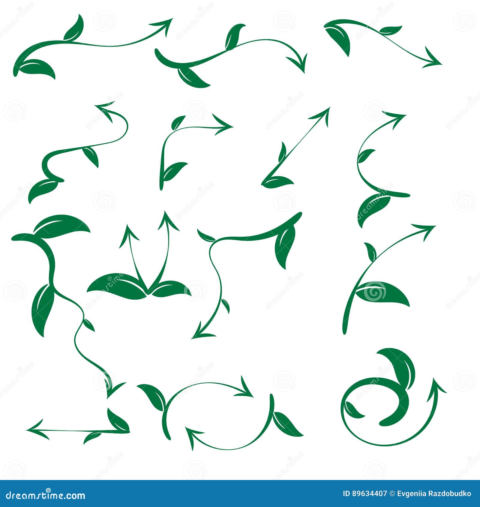 Set of Ecological Leaf Arrow on White Background Stock Vector ...