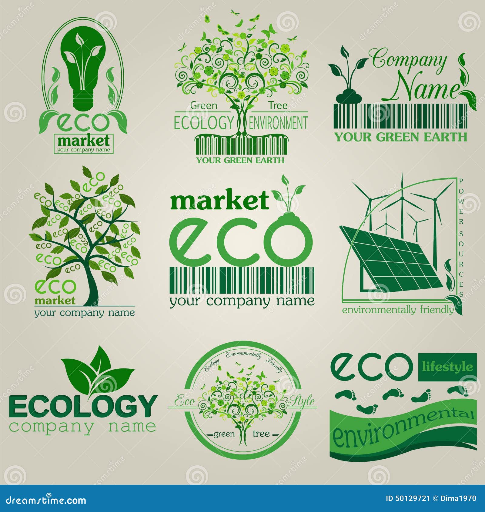 Set of Ecology, Environment and Recycling Logos. Vector Logo Templates ...