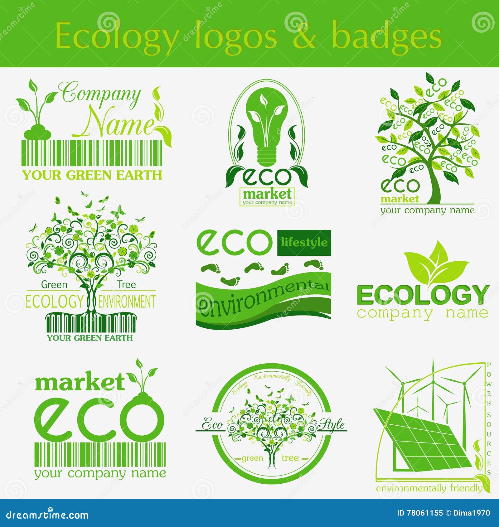 Set of Ecology, Environment and Recycling Logos. Vector Logo Templates ...