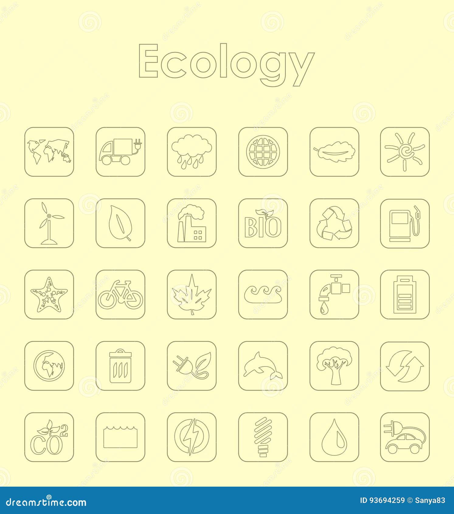 Set of Ecology Simple Icons Stock Vector - Illustration of ...