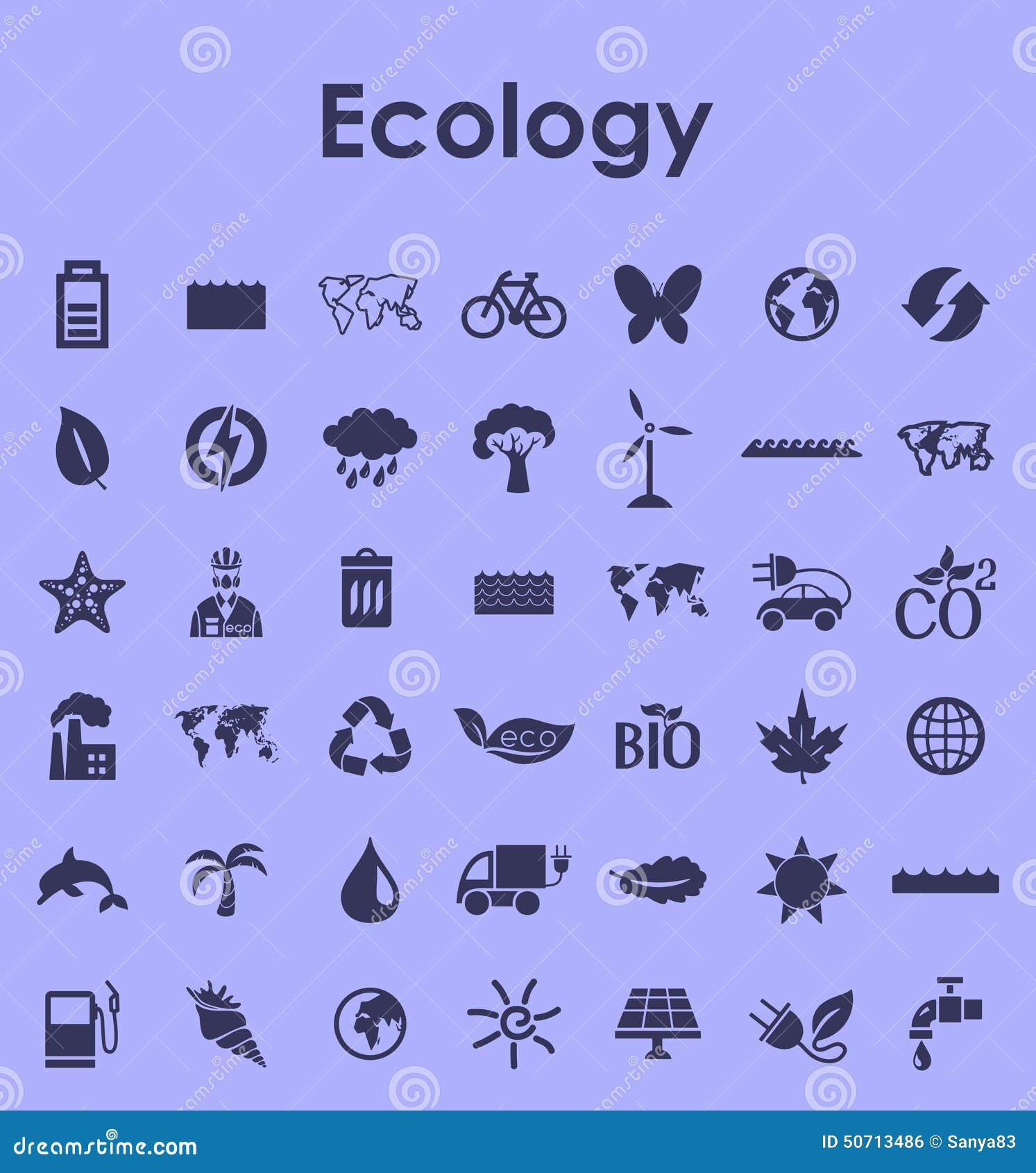 Set of Ecology Simple Icons Stock Vector - Illustration of biofuels ...