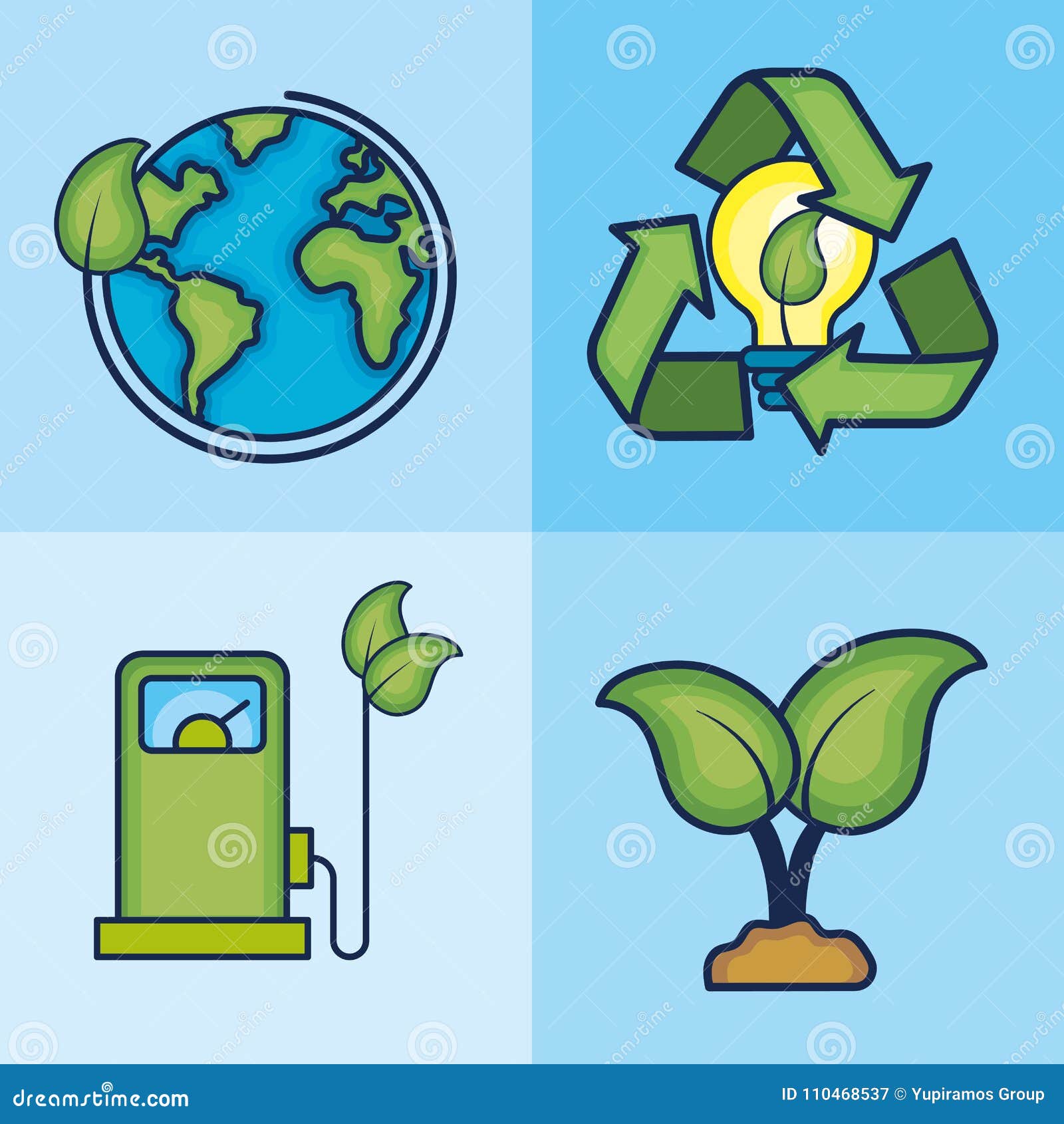 Set Ecology To Natural Environment Care Stock Vector - Illustration of ...