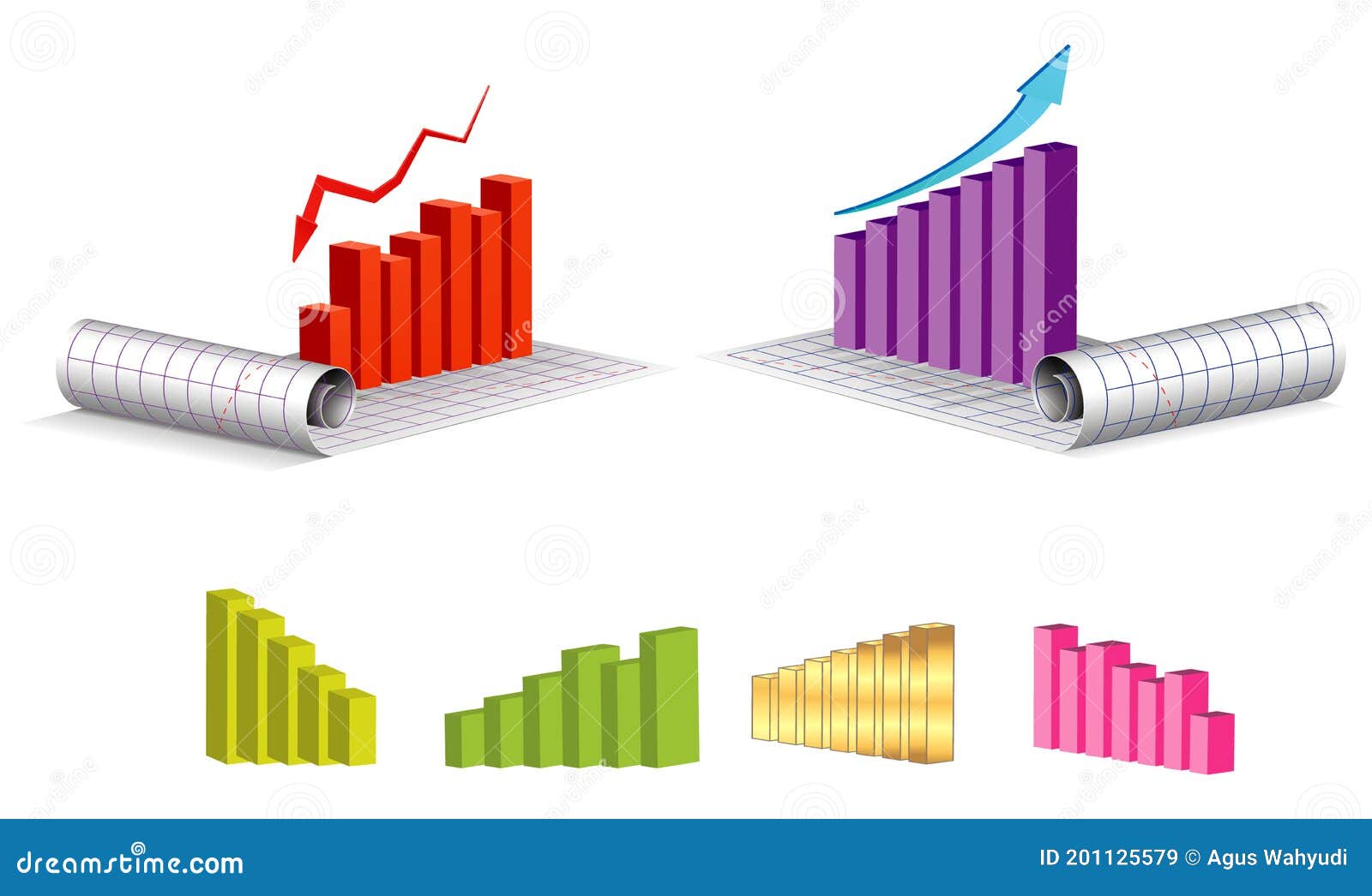 Set of Economic Chart or Economic Infographics Theme or Annual Report ...