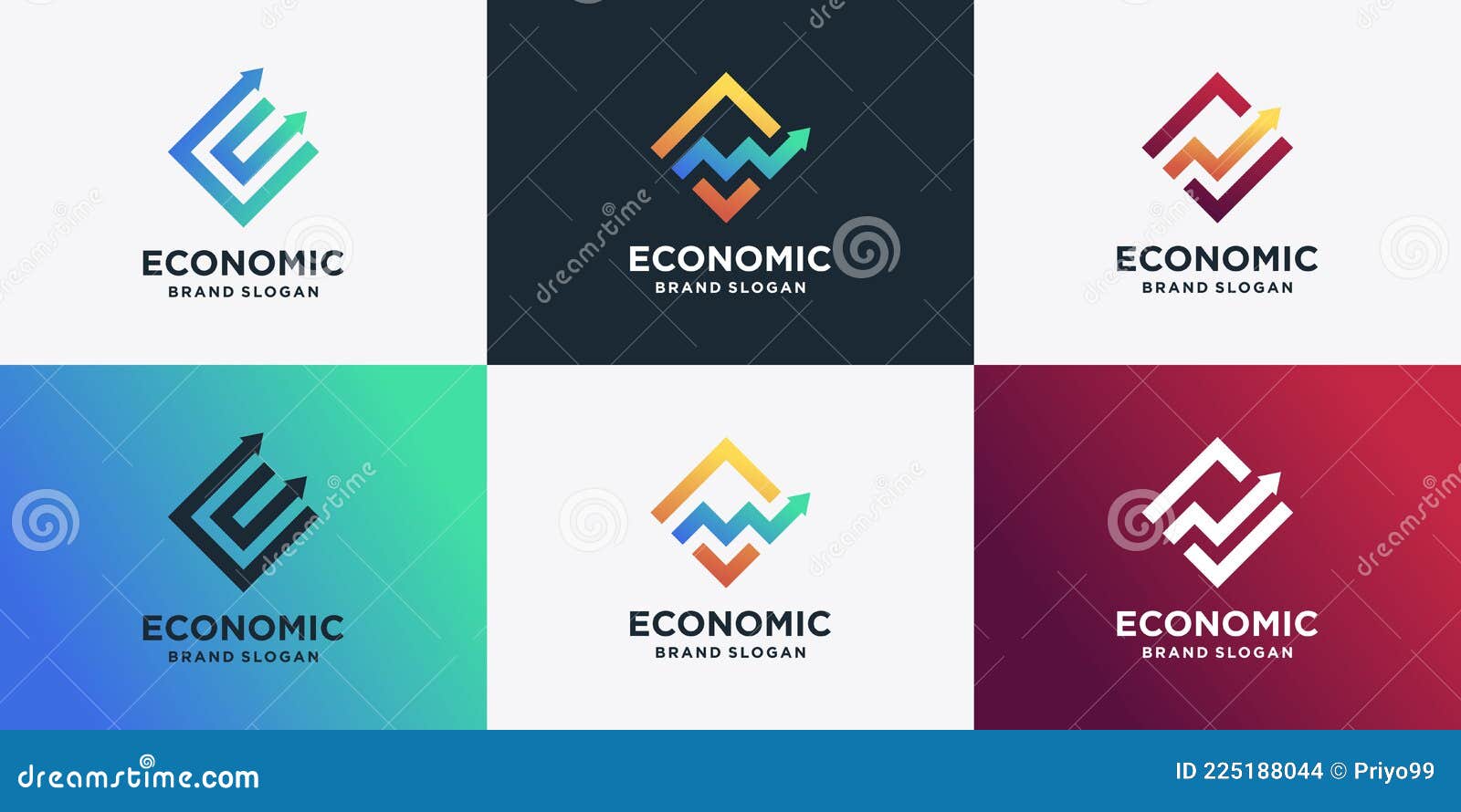 Set of Economic Logo Collection with a Unique Arrow Concept Premium ...