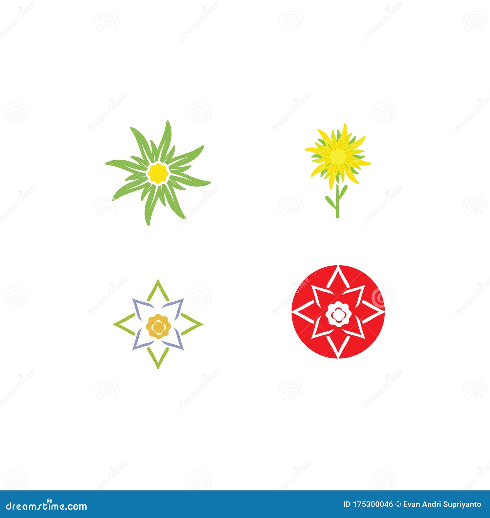 Set Edelweiss Logo Template Vector Stock Vector - Illustration of sign ...