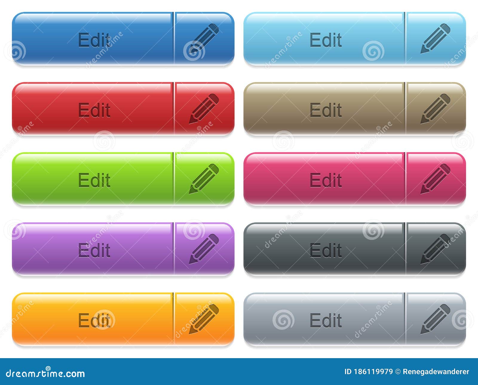 Set of Edit Glossy Captioned Menu Buttons with Engraved Icons Stock ...