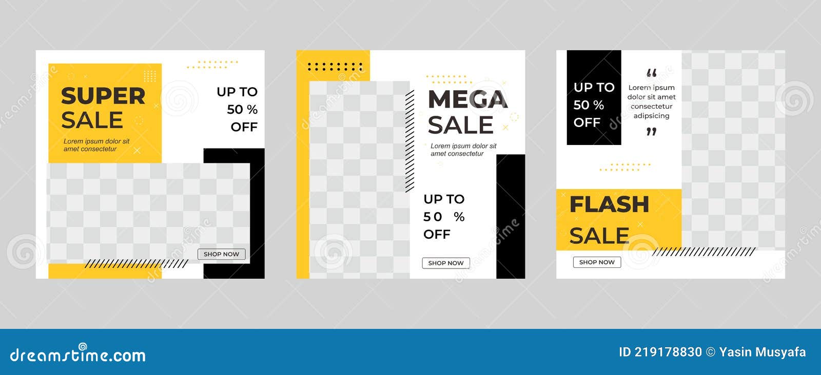 Set of Editable Modern Square Background Template, Stock Vector ...