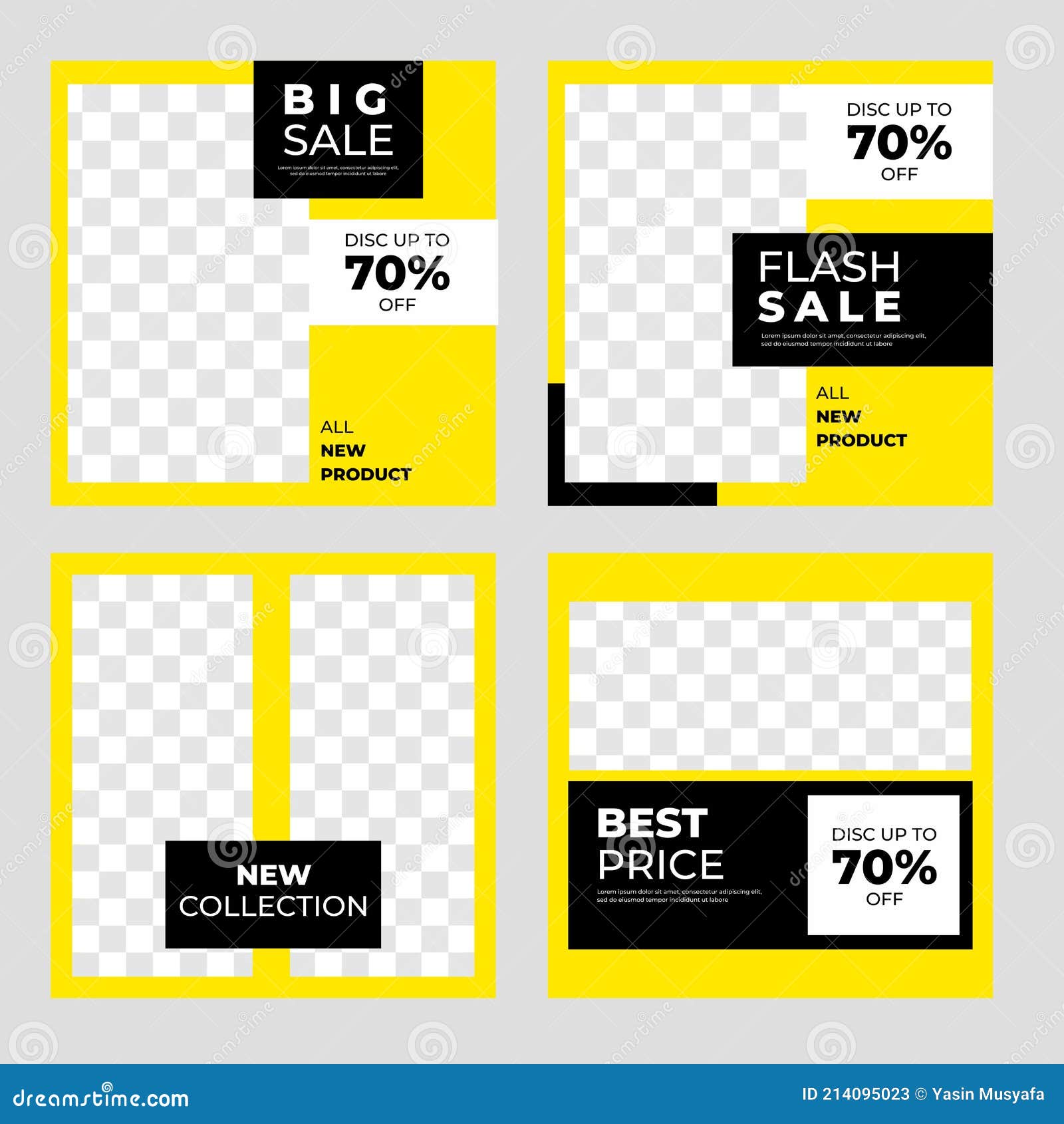 Set of Editable Modern Square Background Template, Stock Vector ...