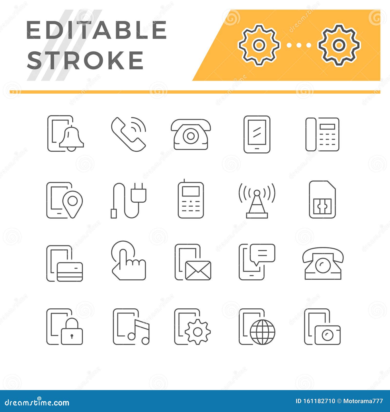 Set Editable Stroke Line Icons of Phone Stock Vector - Illustration of ...