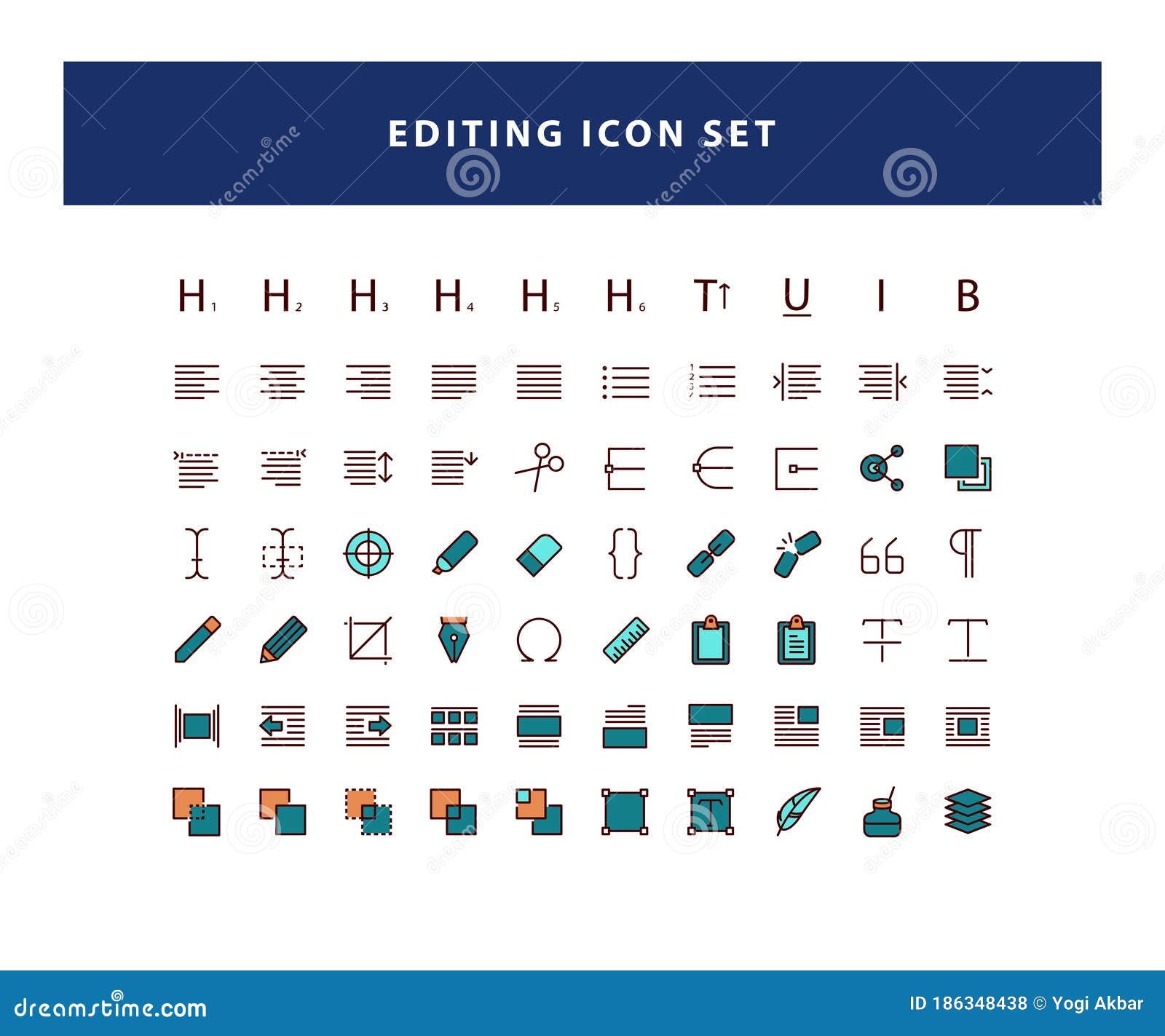 Set of Editing Design Icon with Flat Style Design Vector Stock Vector ...