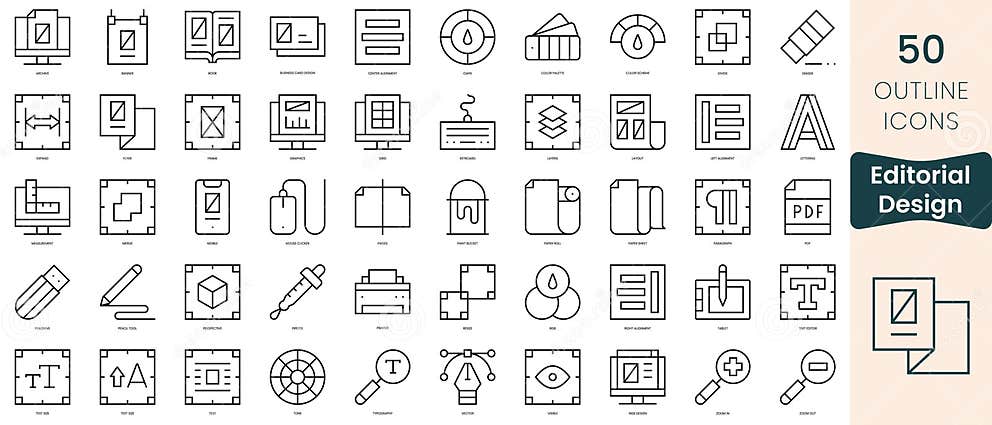 Set of Editorial Design Icons. Thin Linear Style Icons Pack Stock ...