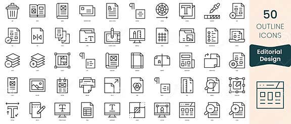 Set of Editorial Design Icons. Thin Linear Style Icons Pack Stock ...