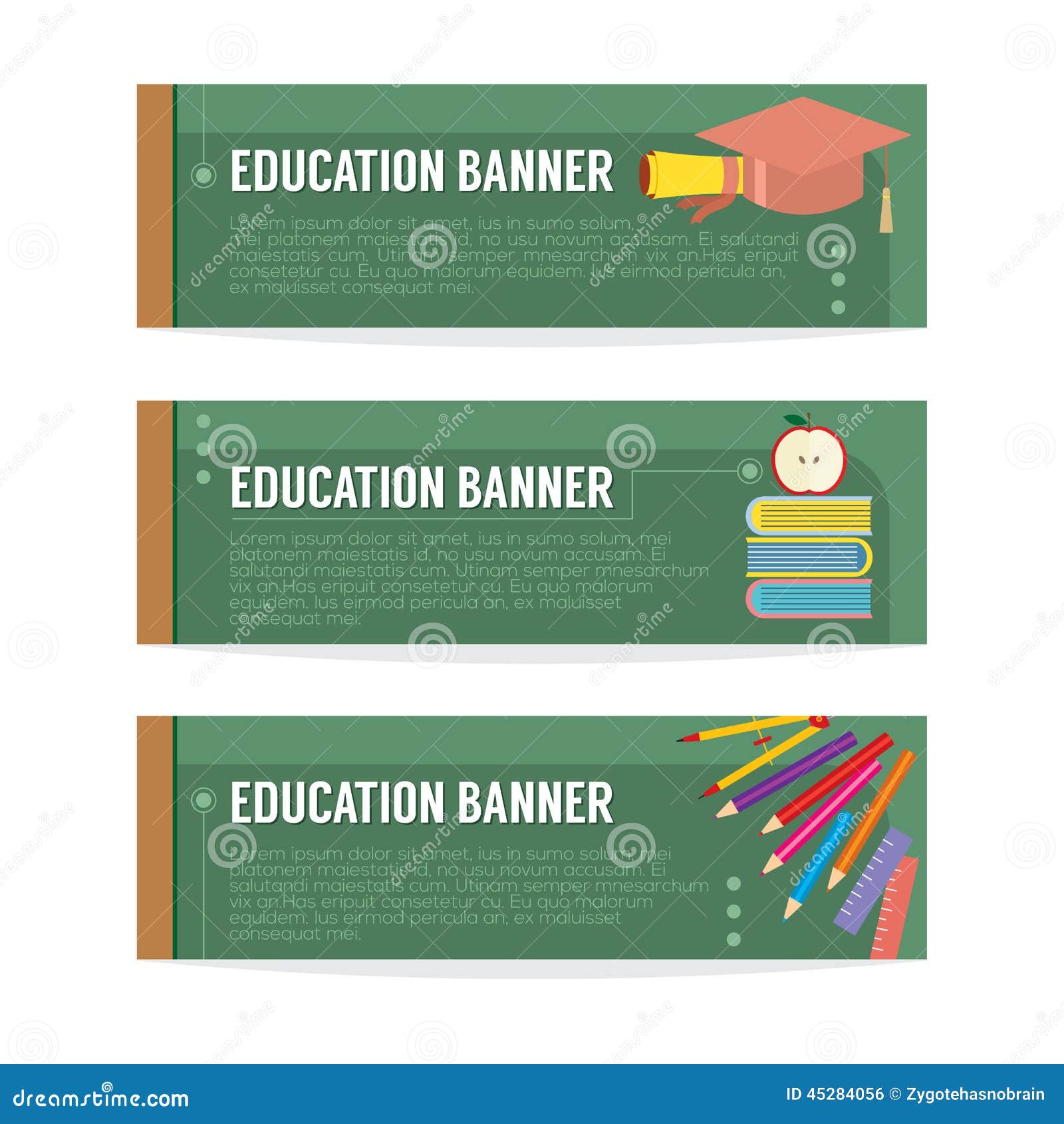 Set of Education Banner stock vector. Illustration of design - 45284056