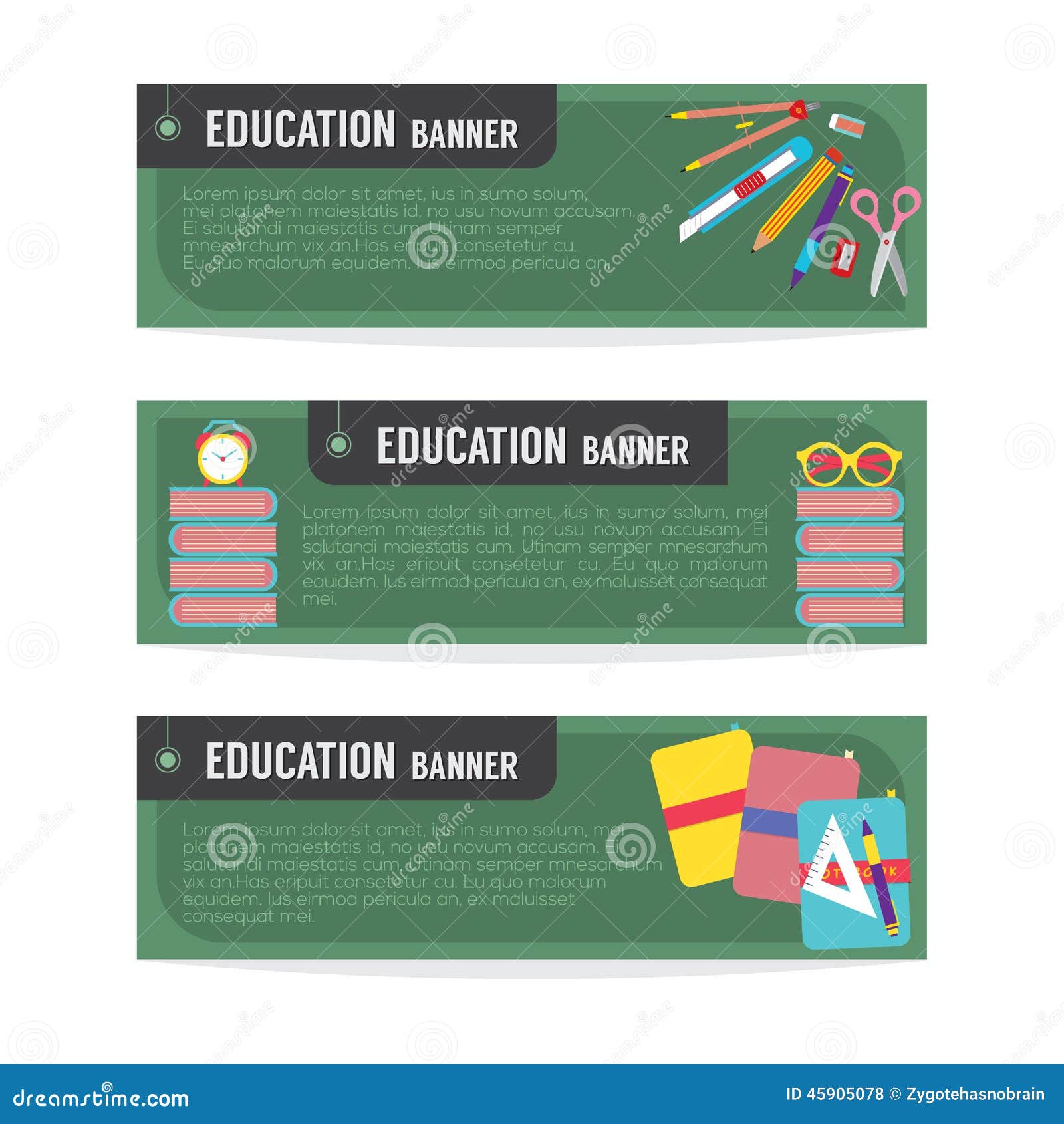 Set of Education Banner stock vector. Illustration of elementary - 45905078