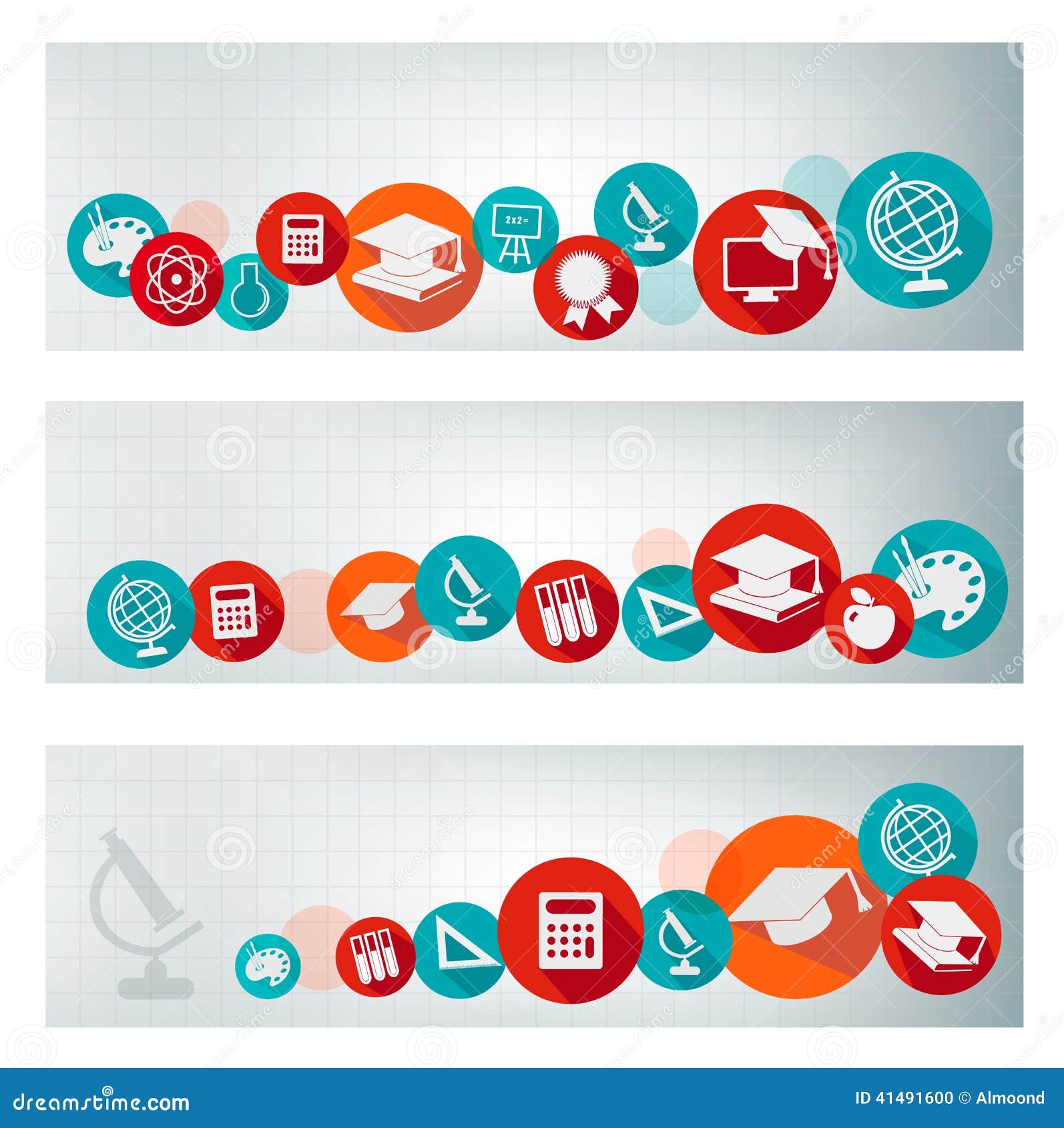 Set of Education Banners with Icons. Stock Vector - Illustration of ...