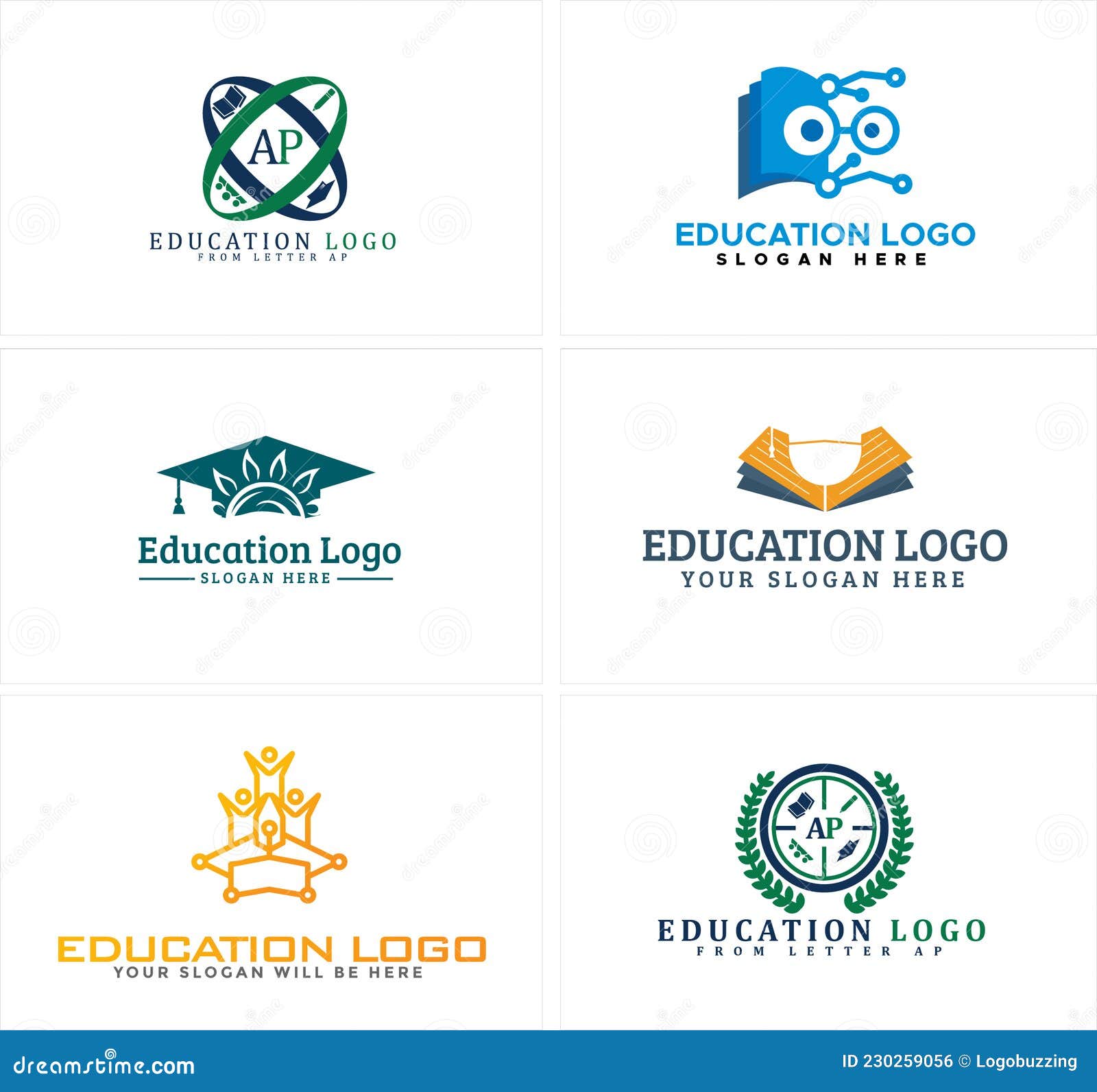 Set of Education Book Tech Learning Logo Design Stock Vector ...
