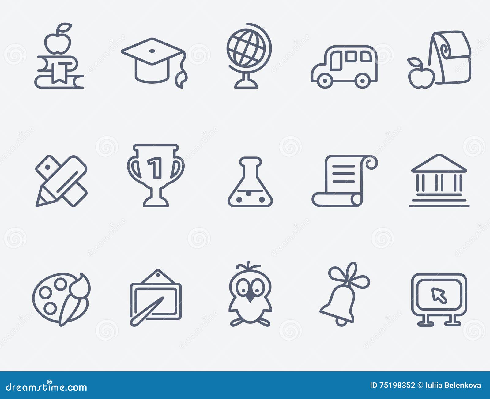Set of 15 Education icons stock vector. Illustration of graduation ...