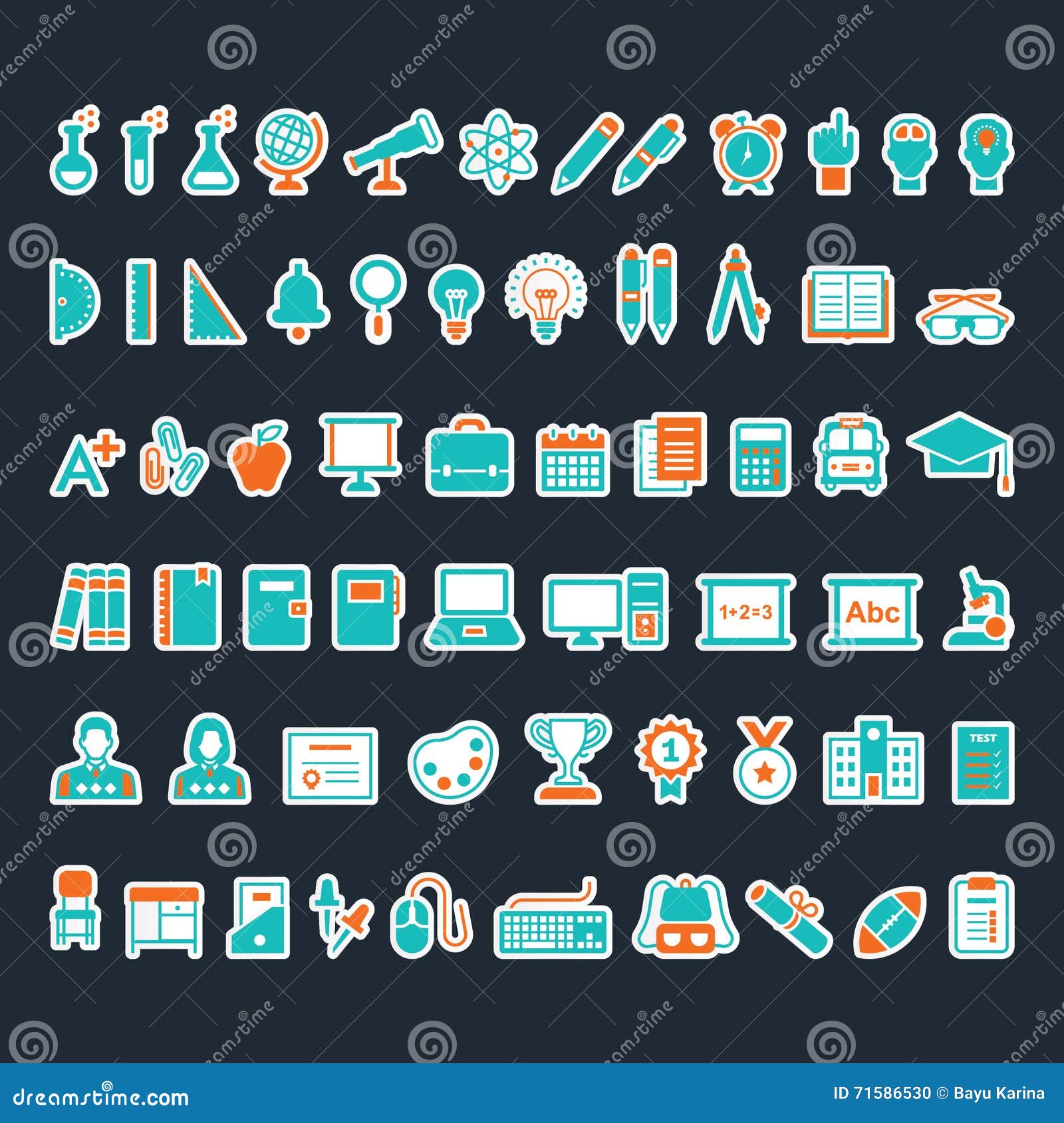 A set of education icons stock vector. Illustration of notebook - 71586530