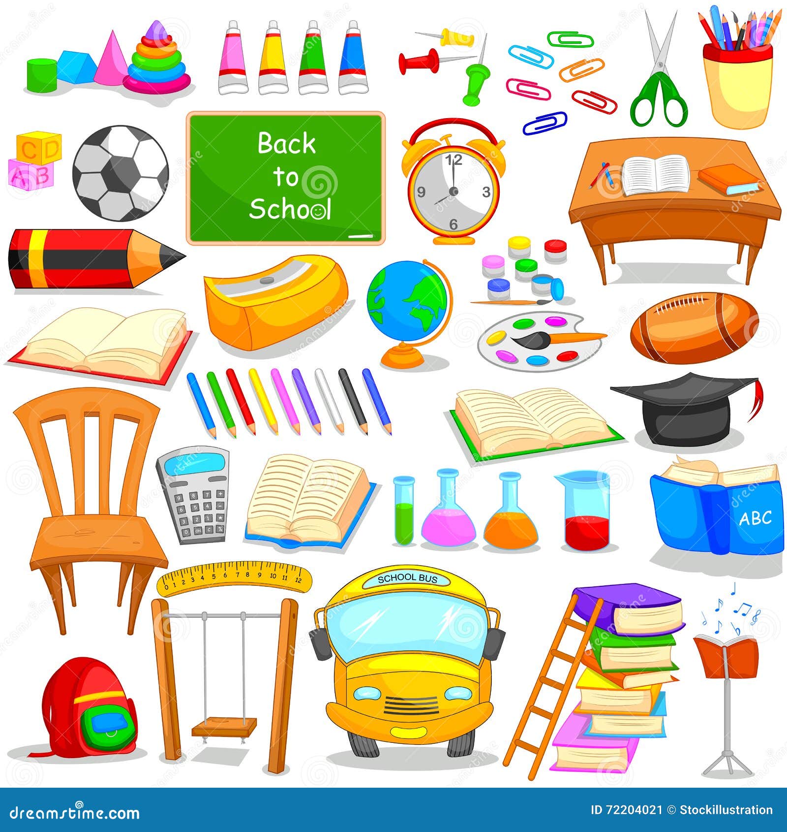 Set of Education and Learning Object Icon Stock Vector - Illustration ...