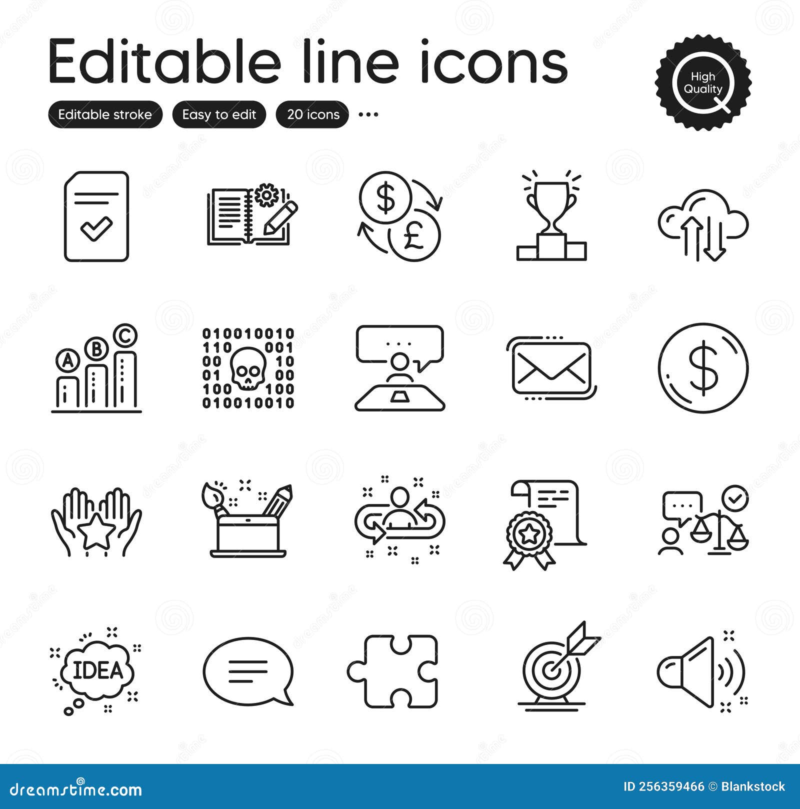 Set of Education Outline Icons. Contains Icons As Chat, Cloud Sync and ...