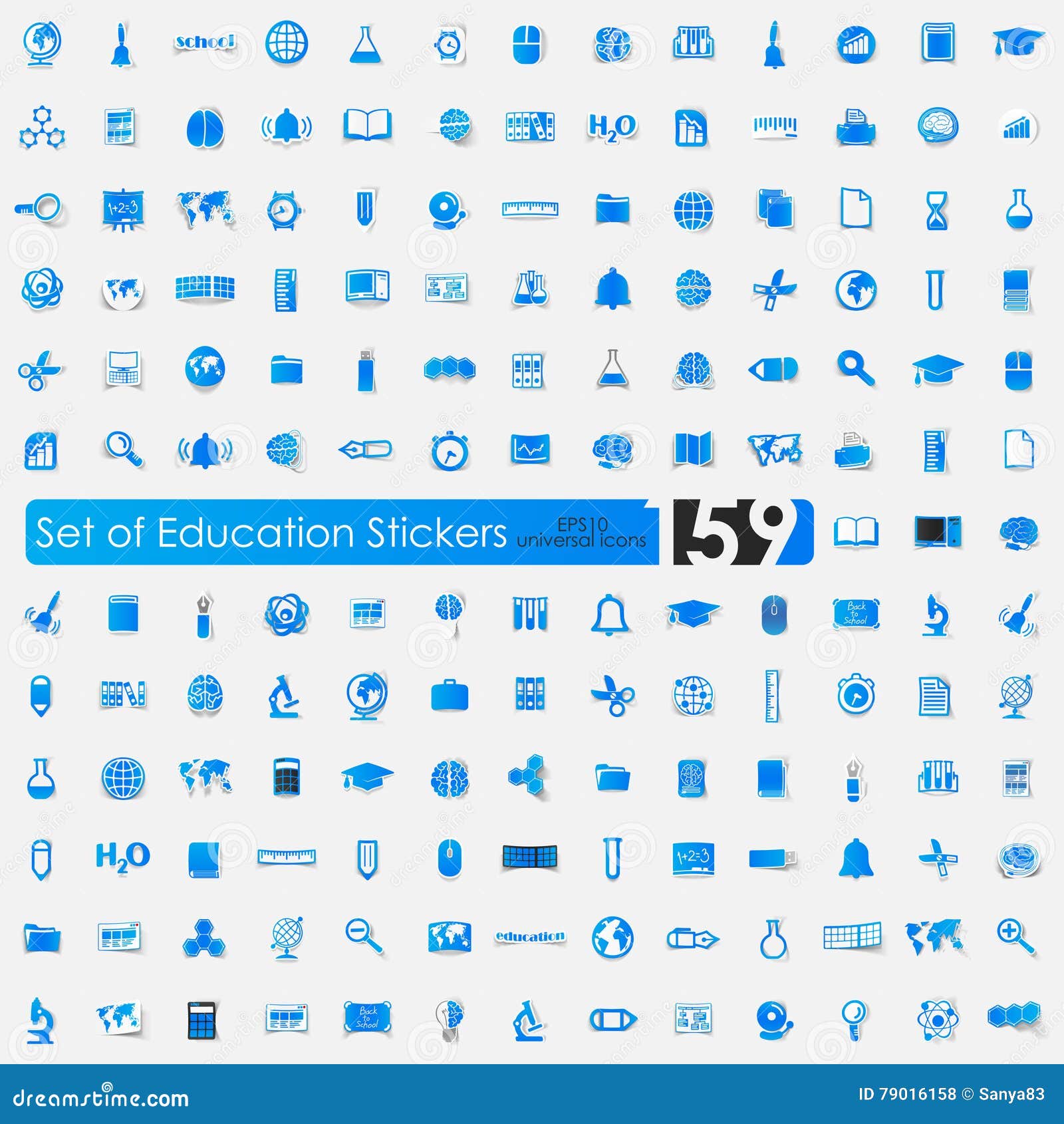 Set of education stickers stock vector. Illustration of pictogram ...