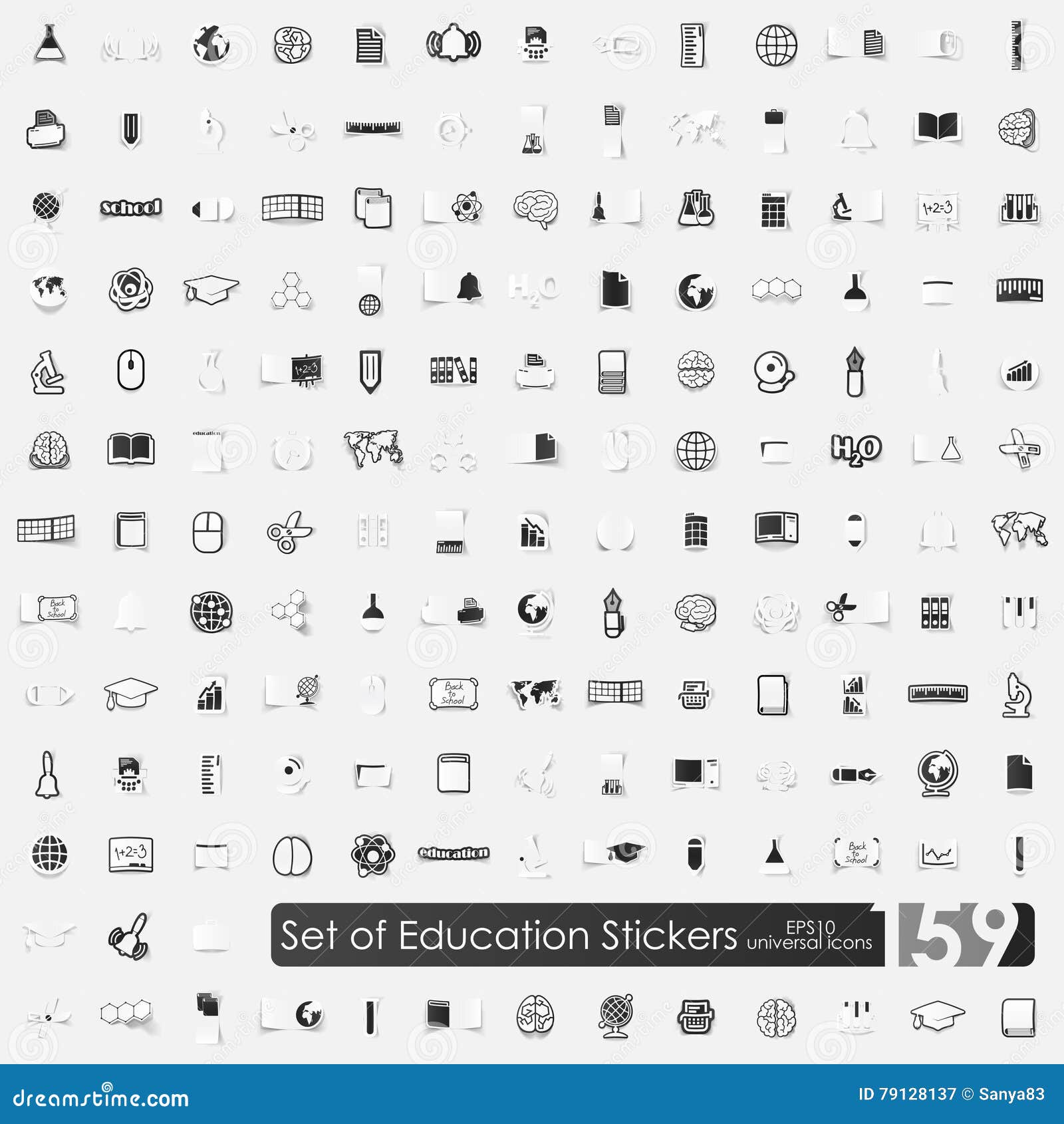 Set of education stickers stock vector. Illustration of group - 79128137