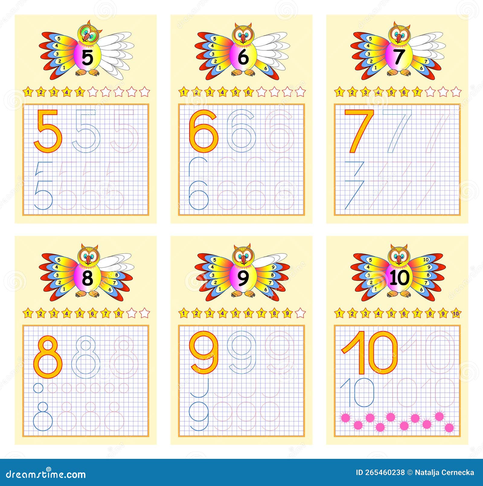 Set of Educational Pages on Square Paper for Little Children. Coloring ...