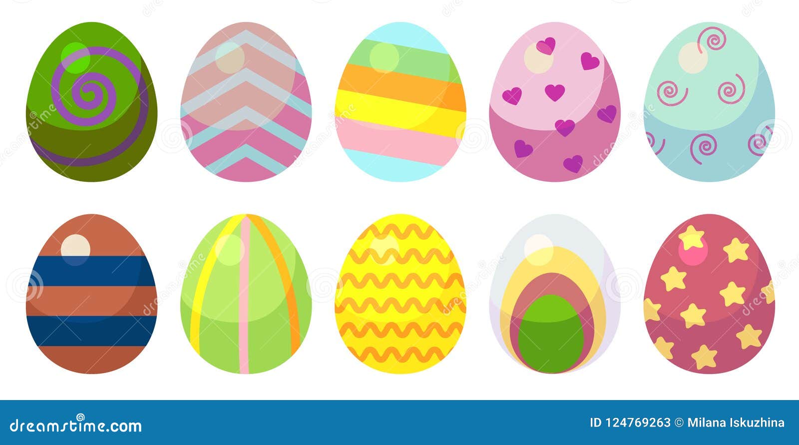 A Set of Eggs with Patterns. Ten Eggs with Different Patterns of ...