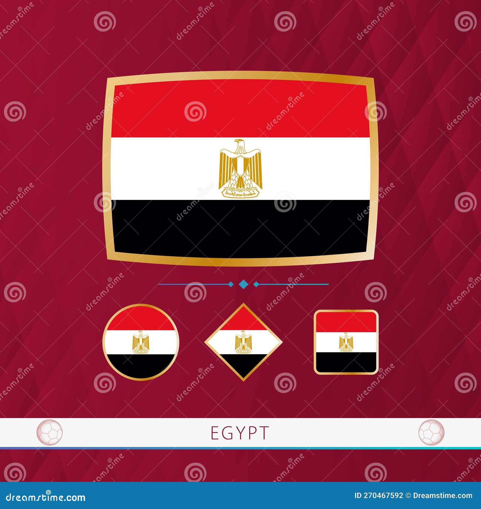 Set of Egypt Flags with Gold Frame for Use at Sporting Events on a ...