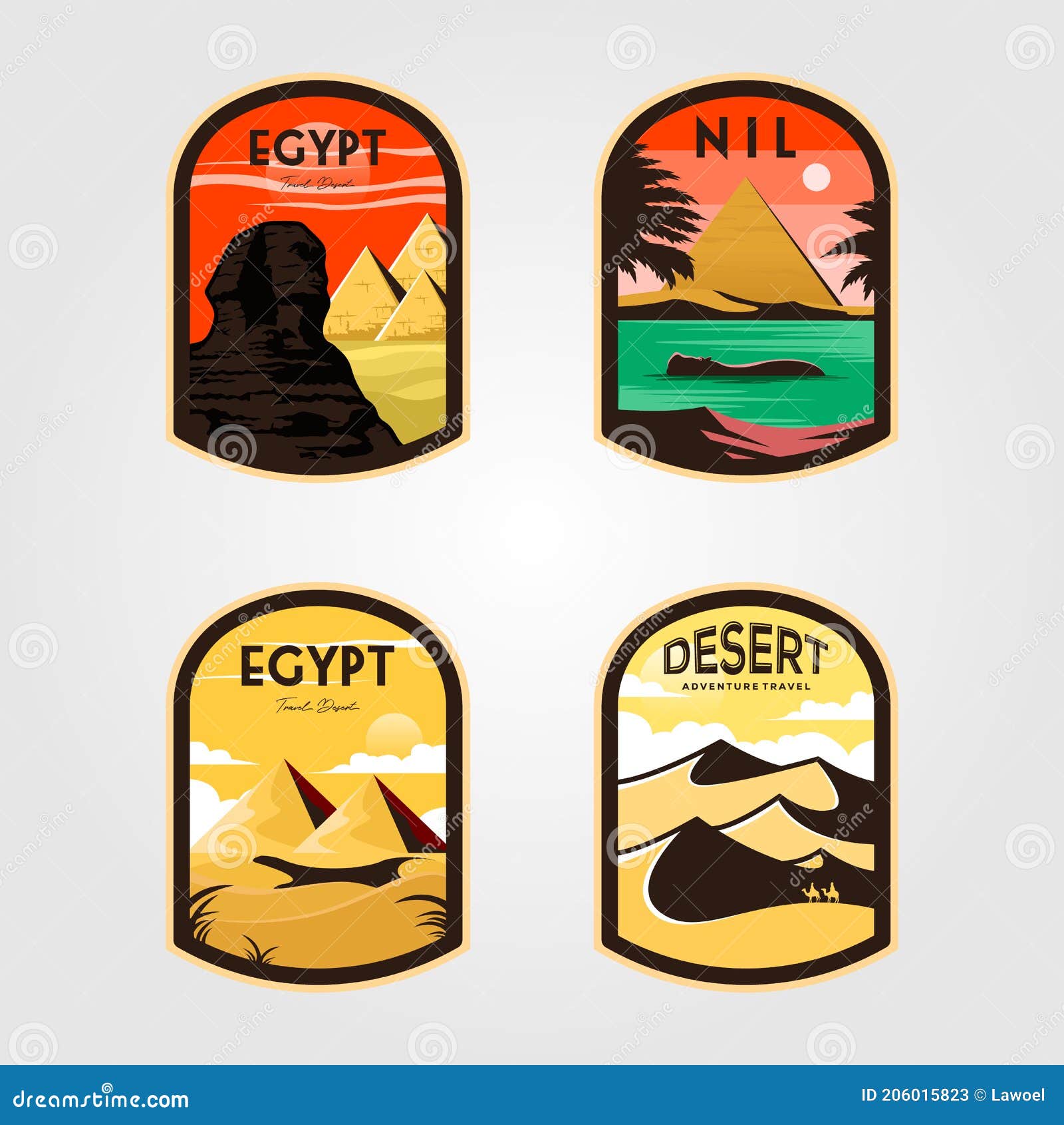 Set of Egypt Logo Patch Vintage Vector Illustration Design Stock Vector ...