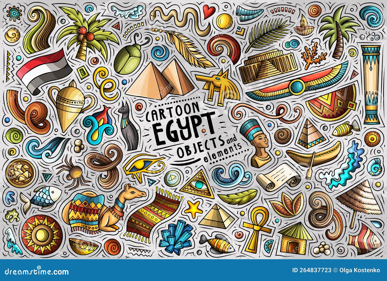 Set of Egypt Traditional Symbols and Objects Stock Vector - Illustration of ethnic, ancient ...